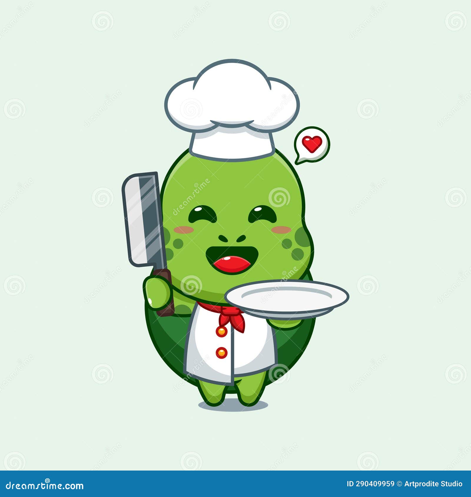 Chef Turtle Cartoon Vector with Knife and Plate. Stock Vector ...