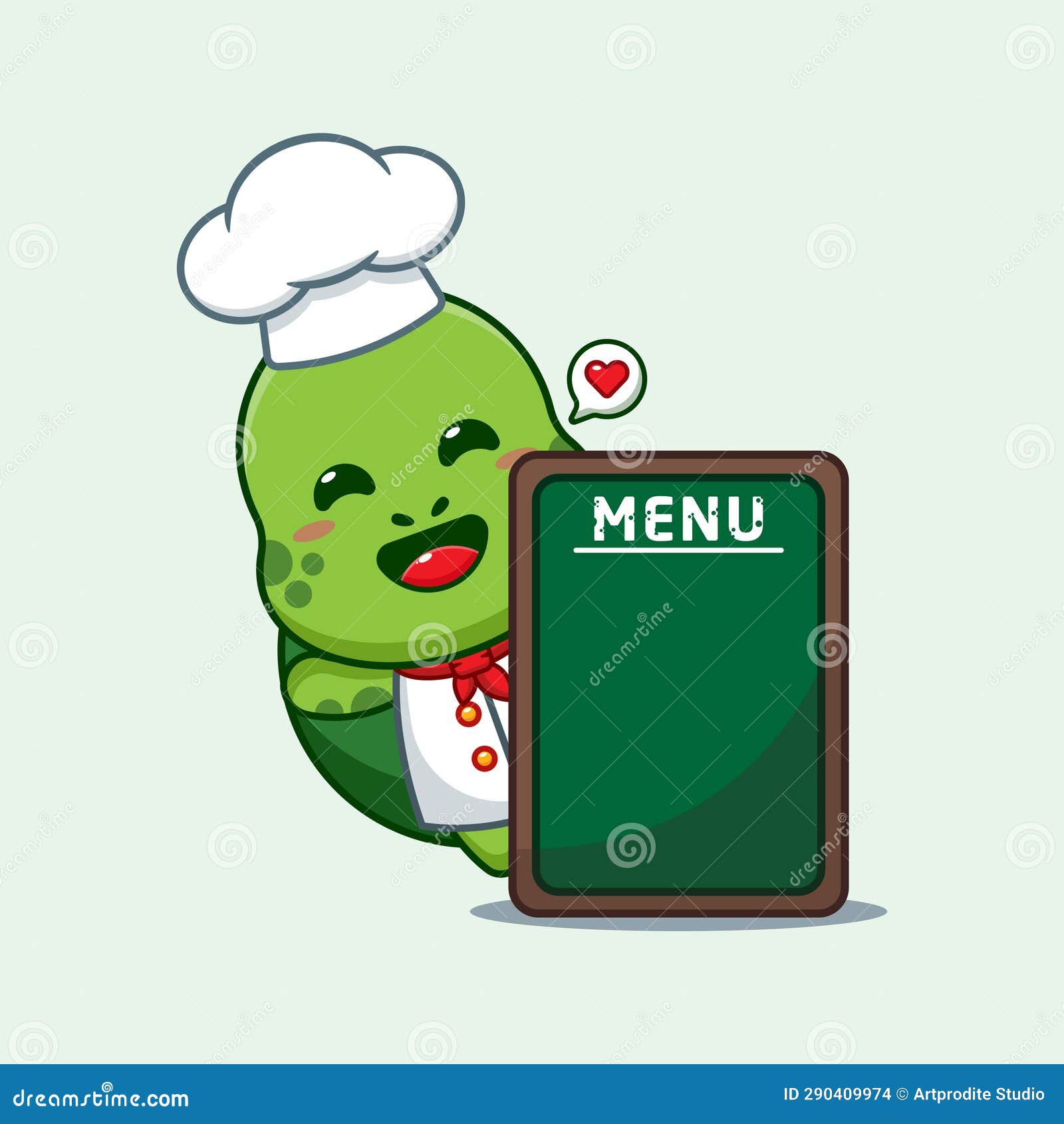 Chef Turtle Cartoon Vector with Menu Board. Stock Vector - Illustration ...