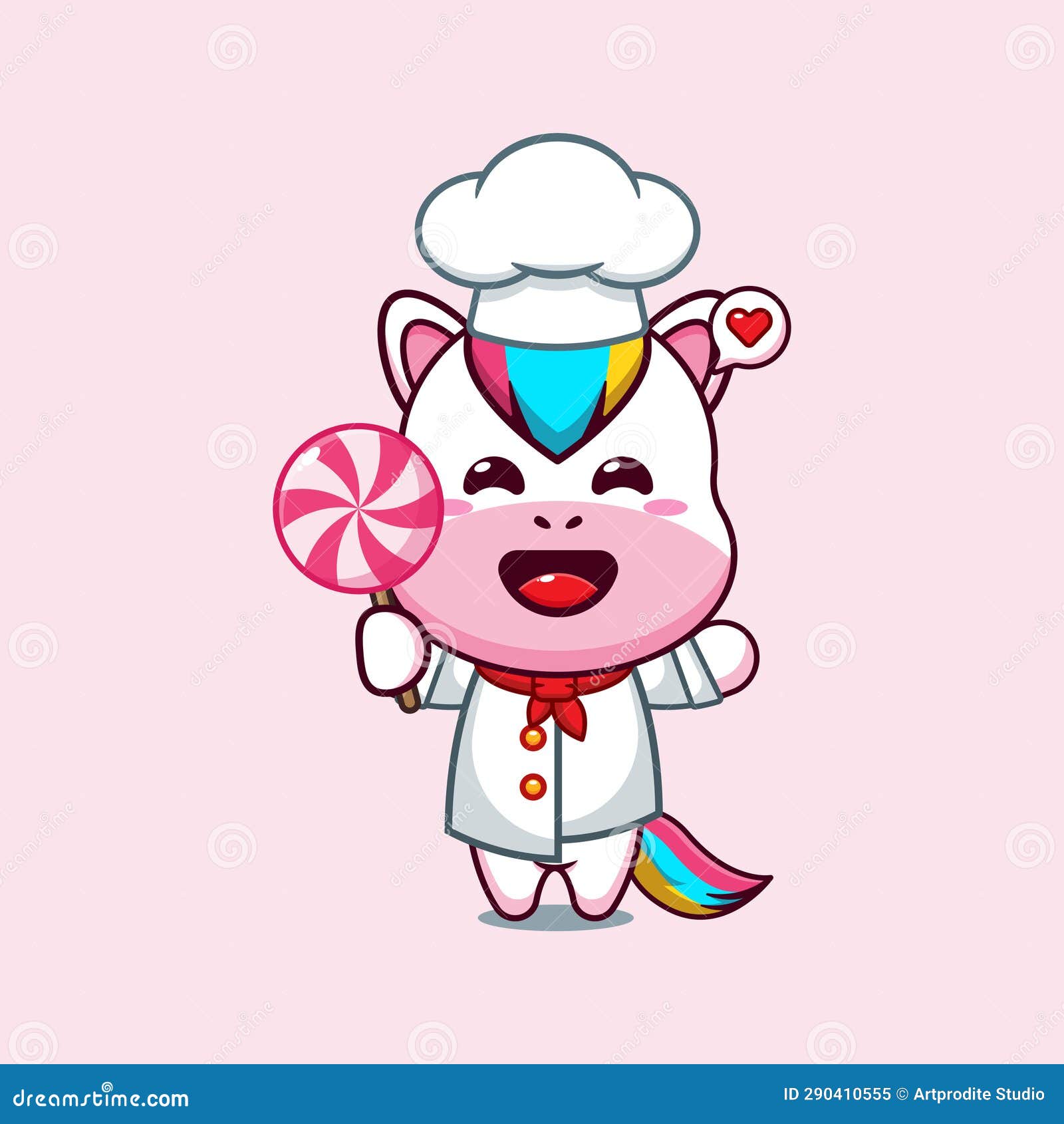 Chef Unicorn Cartoon Vector Holding Candy. Stock Vector - Illustration ...