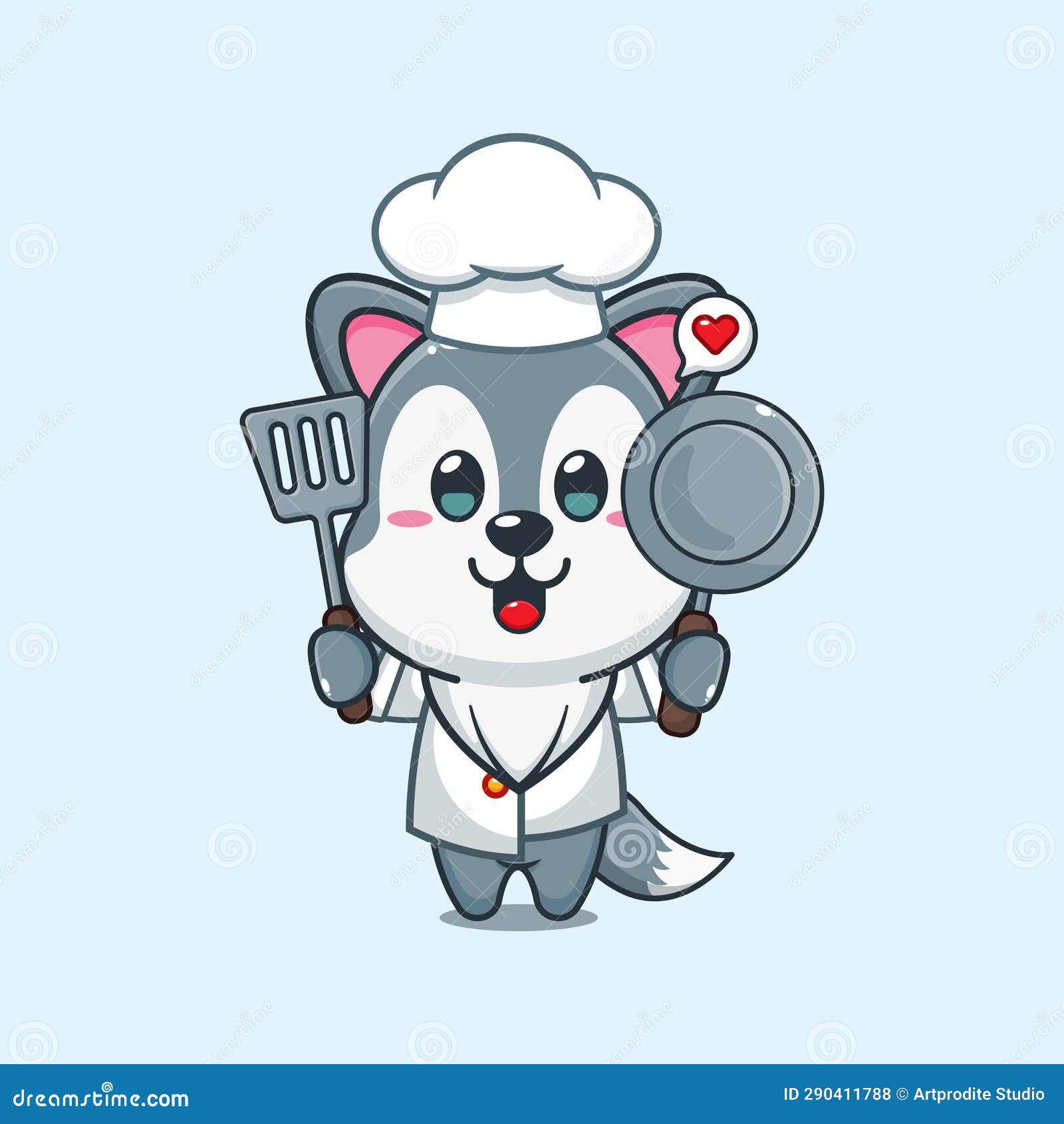 Chef Wolf Cartoon Vector Illustration. Stock Vector - Illustration of ...