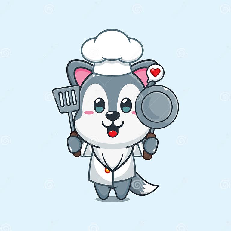 Chef Wolf Cartoon Vector Illustration. Stock Vector - Illustration of ...