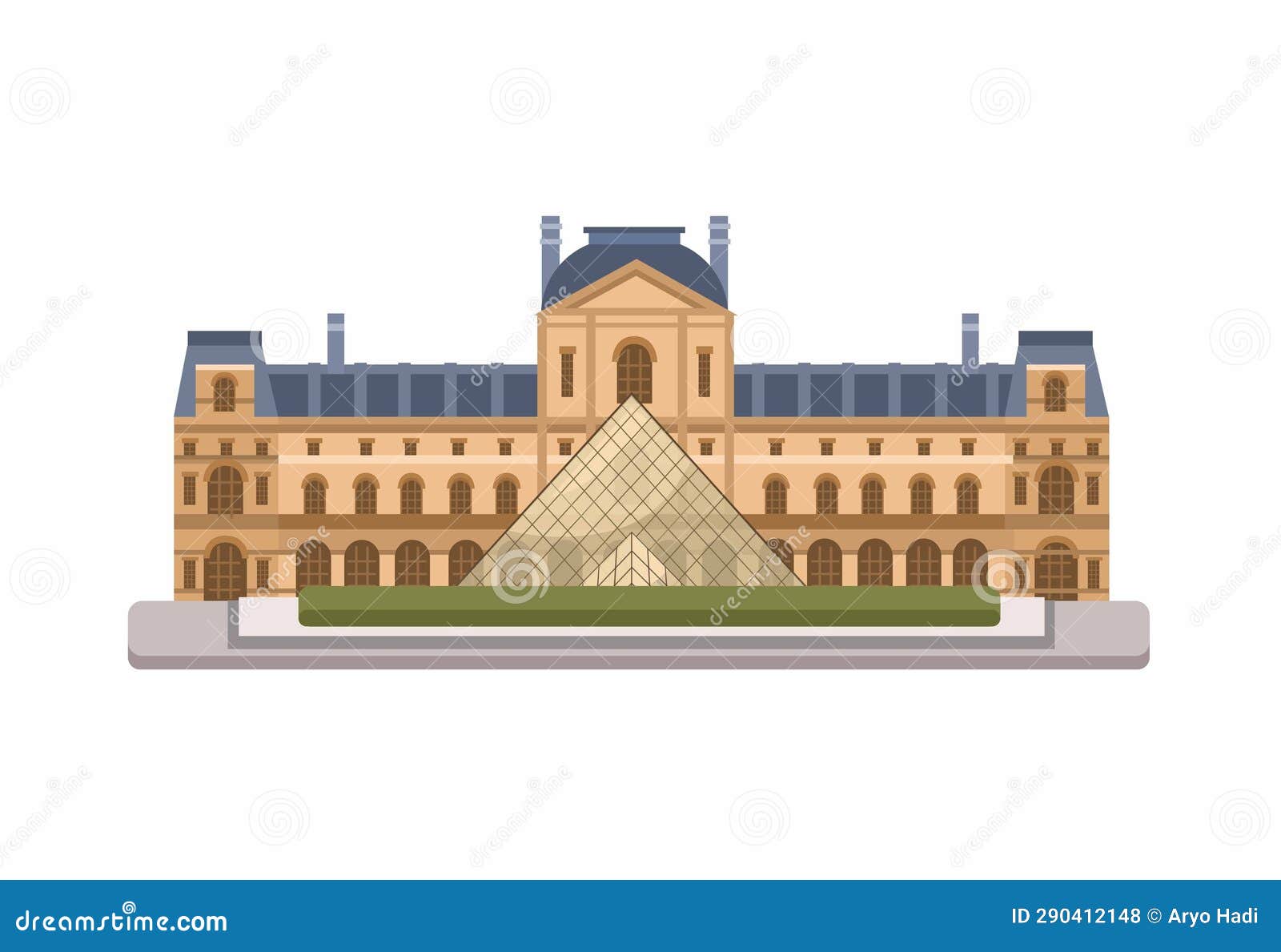 Louvre Museum, Landmark Of Paris, France Grey Icon. Vector Illustration ...