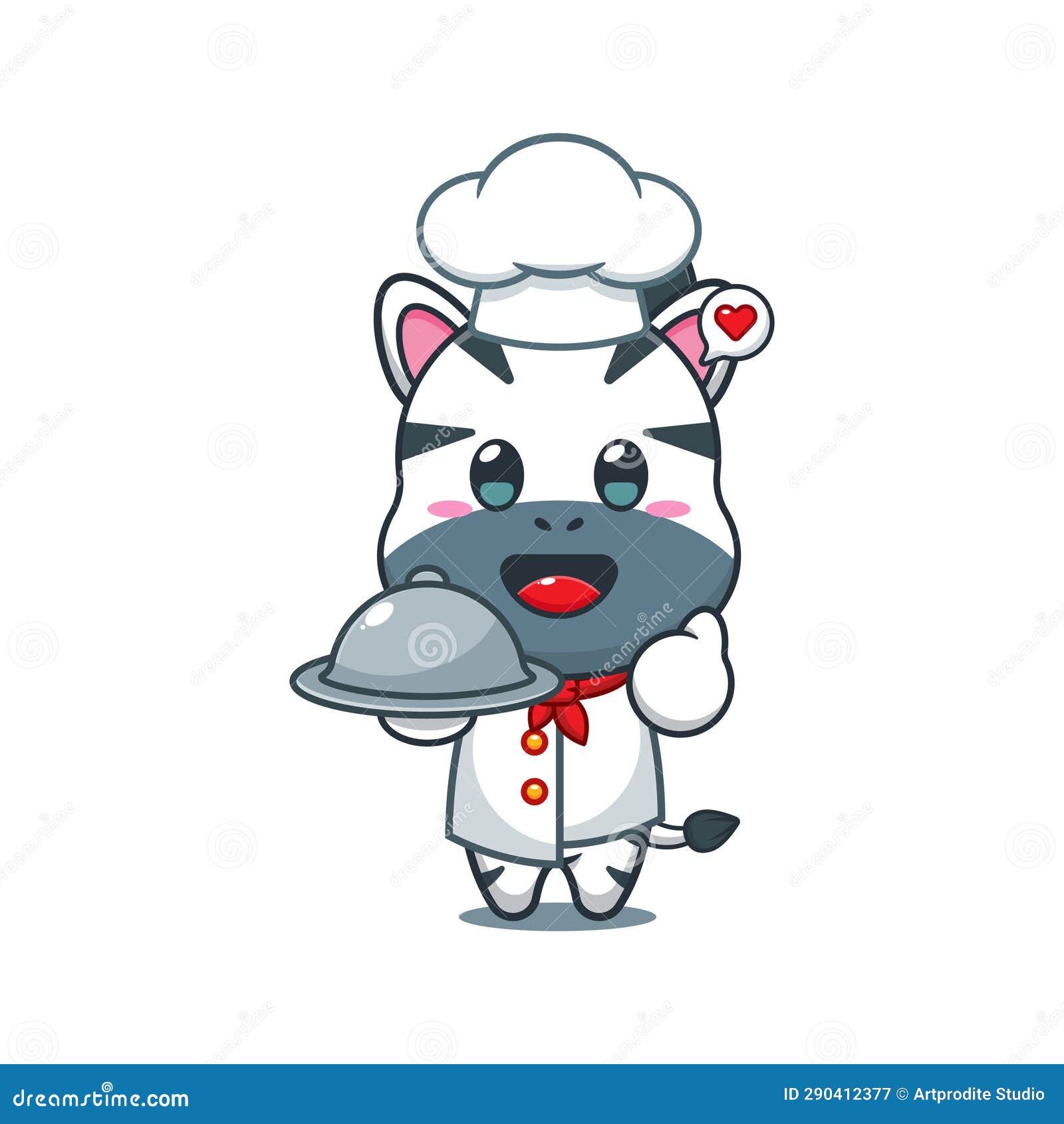 Chef Zebra Cartoon Vector With Dish. | CartoonDealer.com #290412377