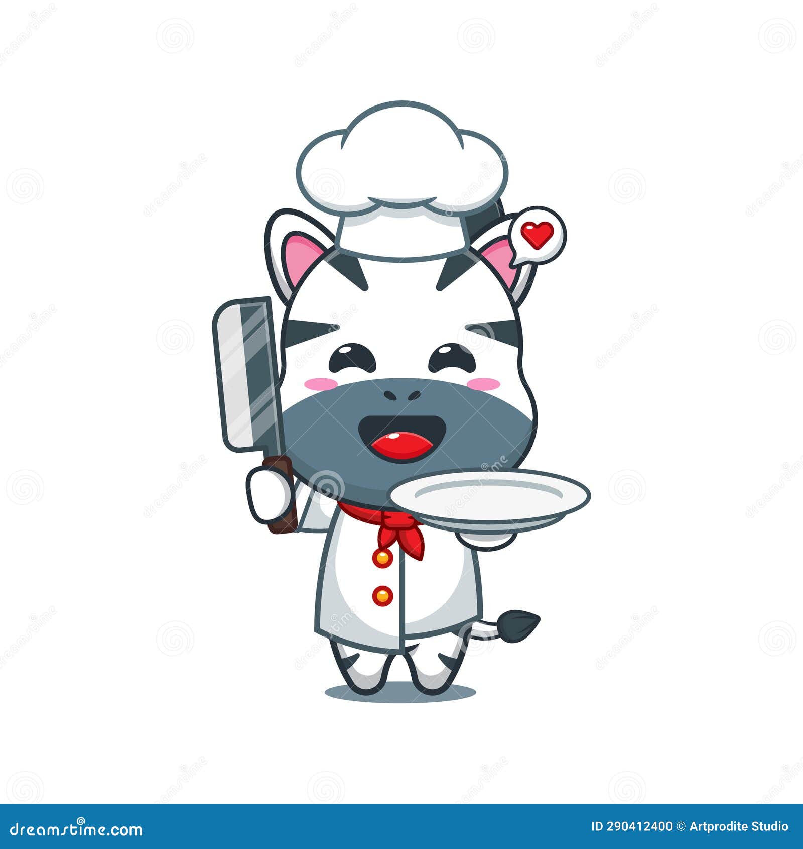 Chef Zebra Cartoon Vector with Knife and Plate. Stock Vector ...