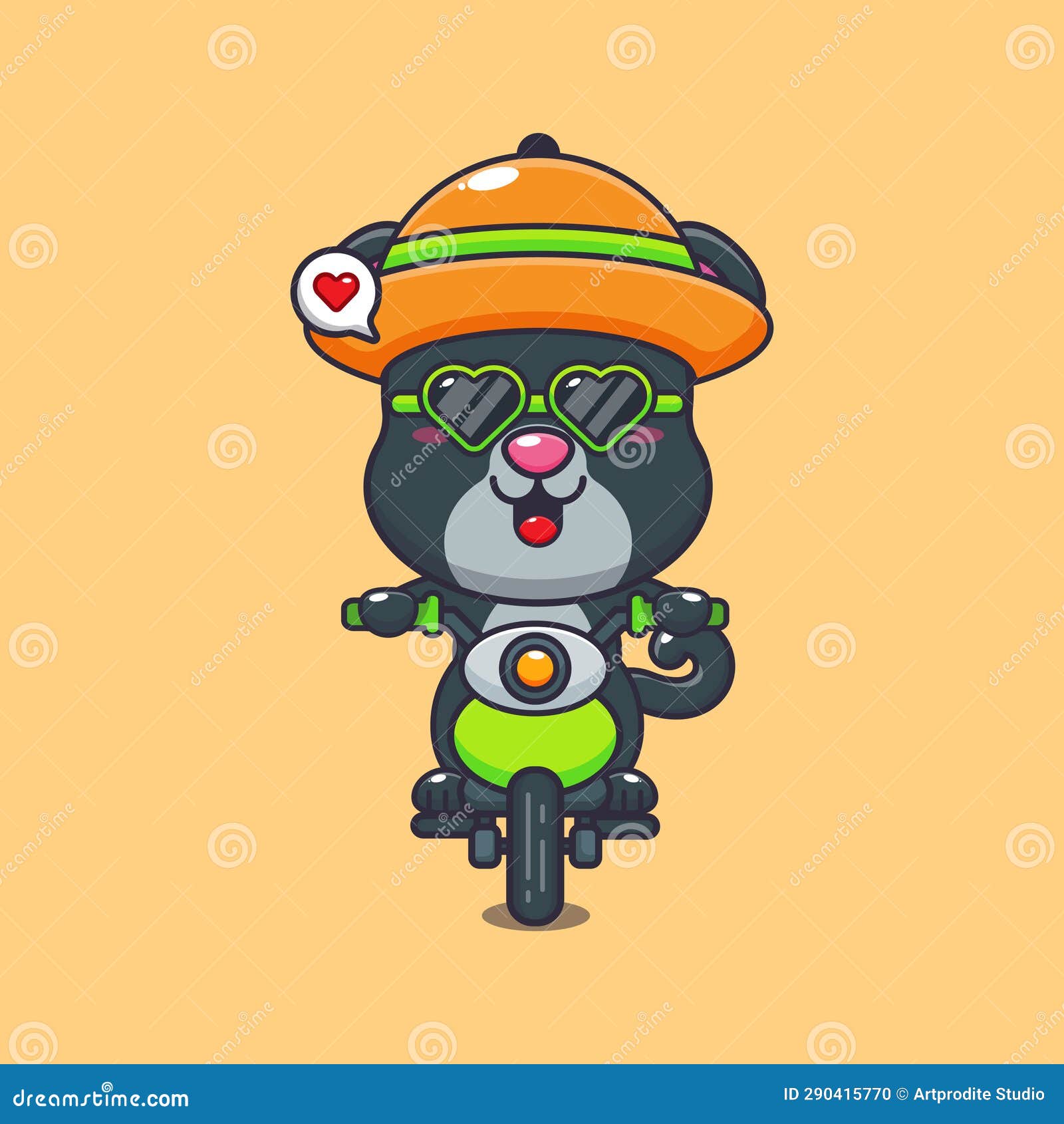 Cool Panther with Sunglasses Riding a Motorcycle in Summer Day. Stock ...