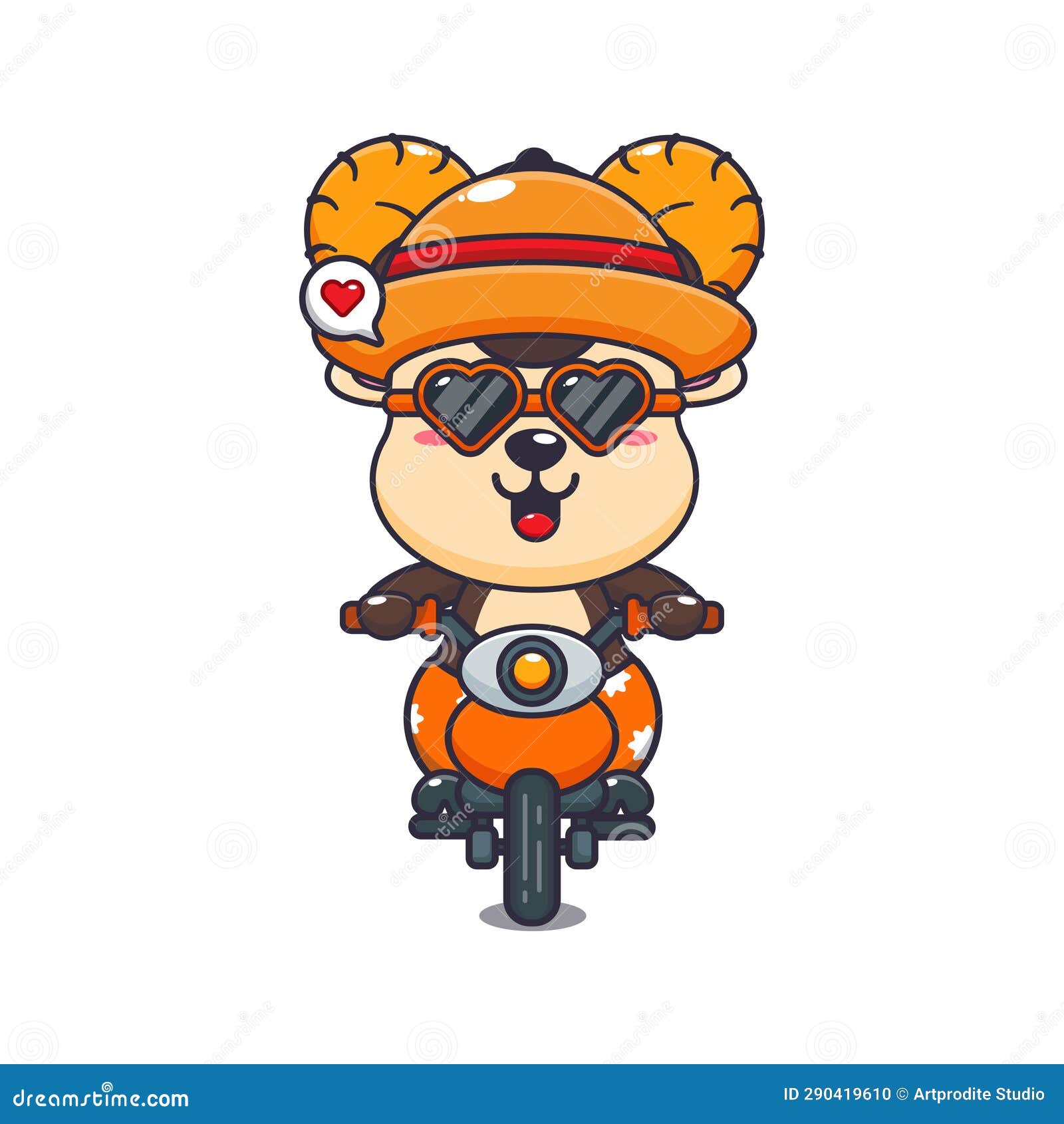 Cool Ram Sheep with Sunglasses Riding a Motorcycle in Summer Day. Stock ...