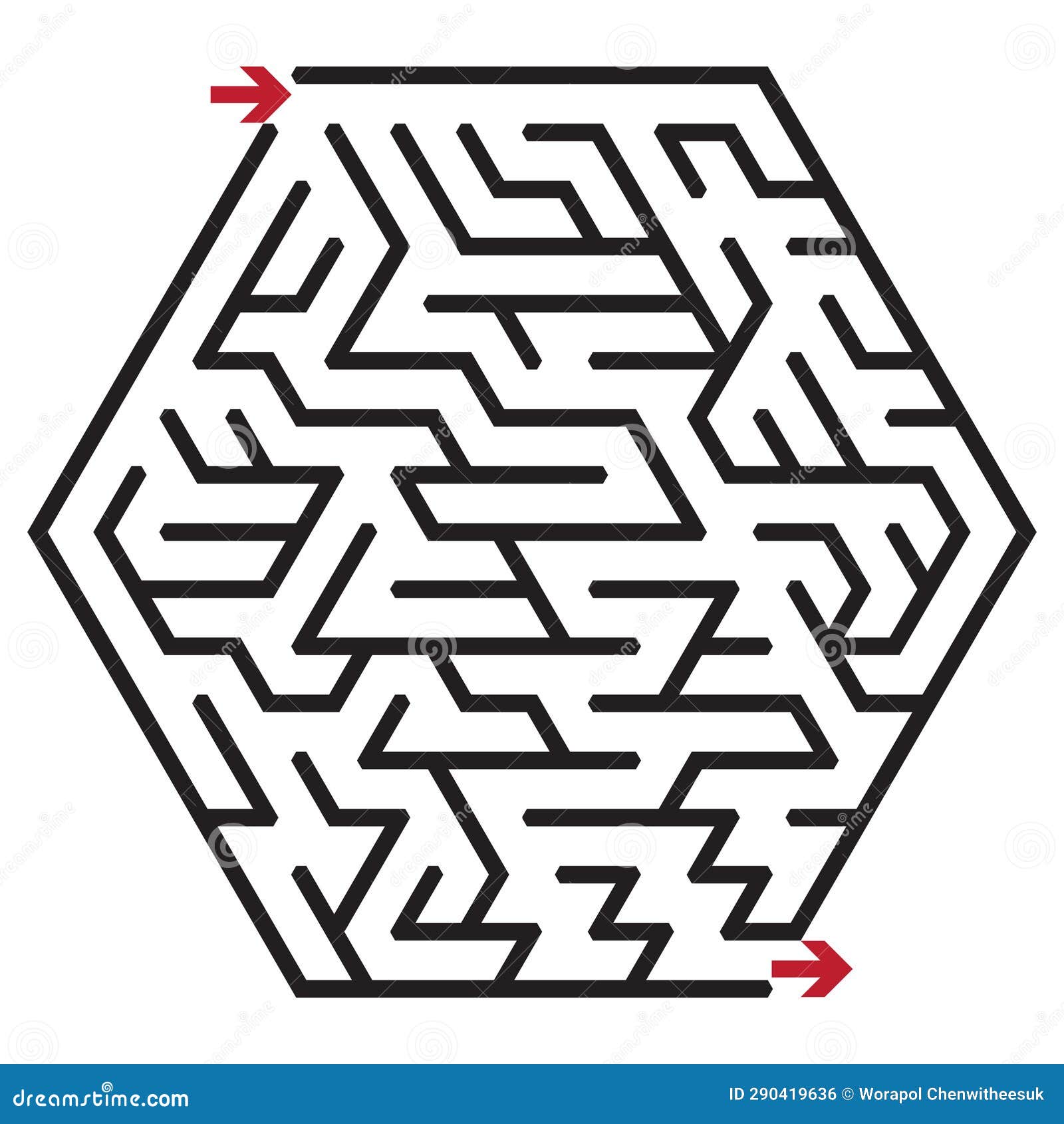 Hexagonal Maze Puzzle,labyrinth Vector Illustration For Kids | CartoonDealer.com #290419636