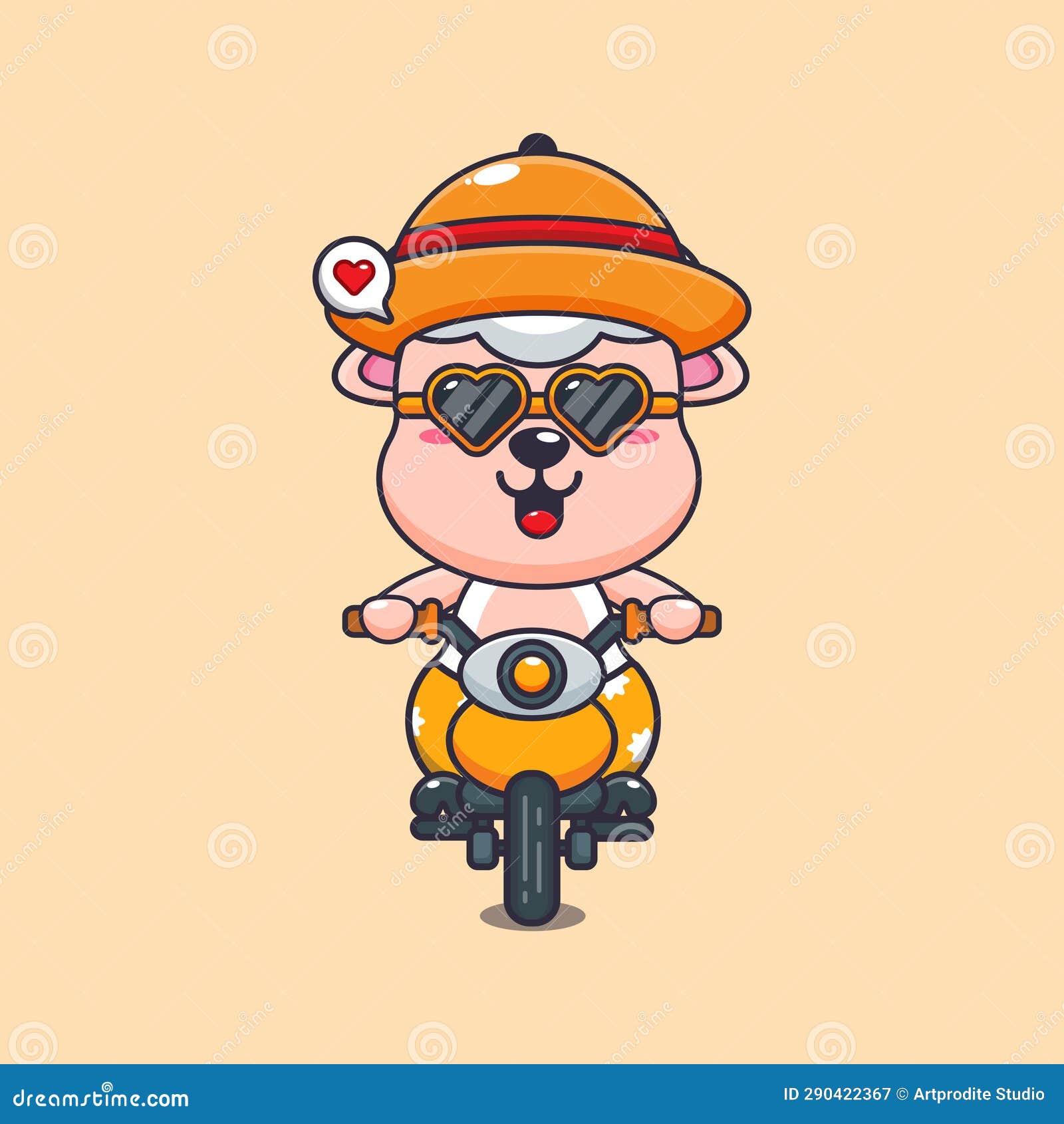 Cool Sheep with Sunglasses Riding a Motorcycle in Summer Day. Stock ...