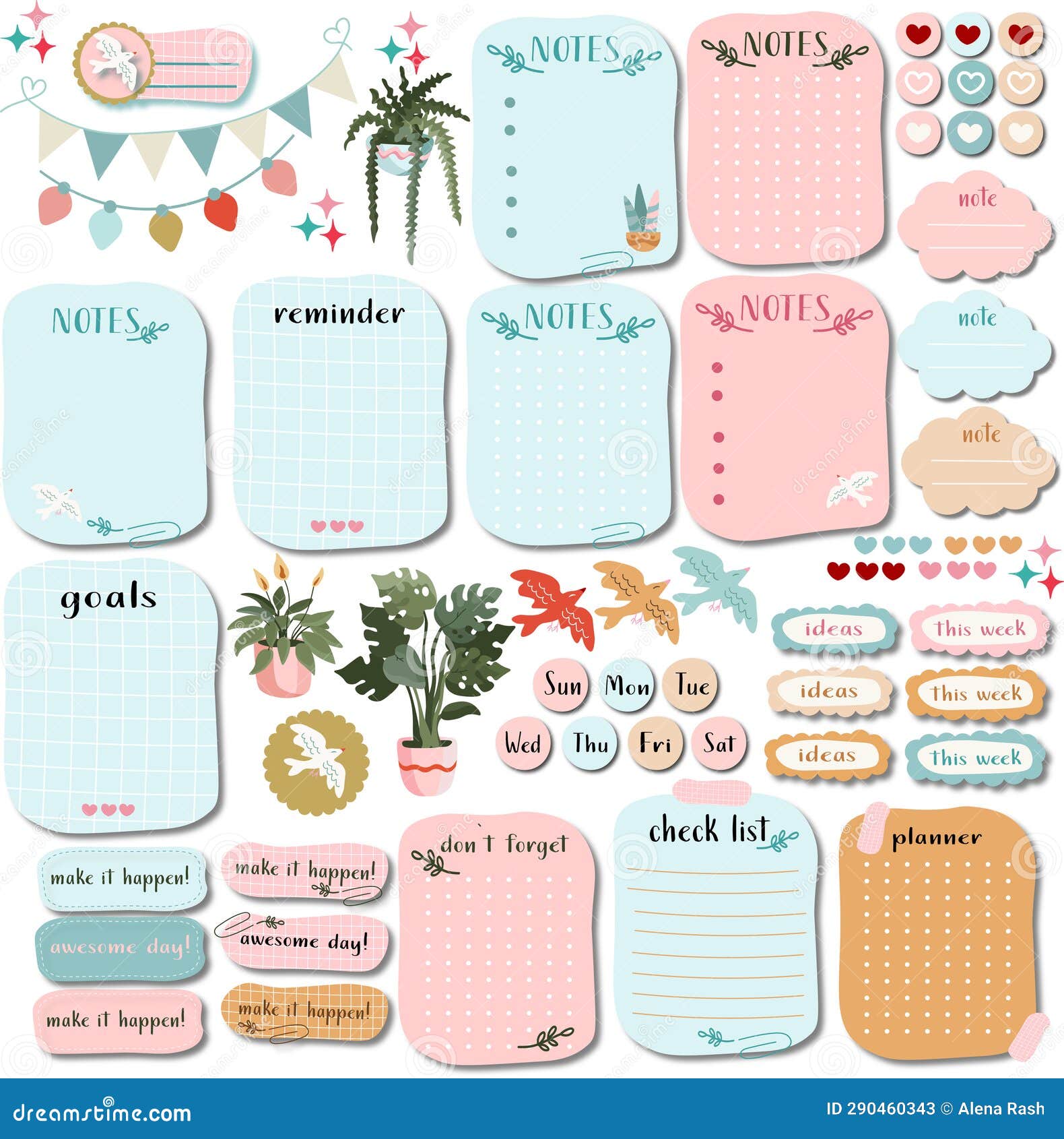 Notes Goals Awesome Day Planner Weekly Planner daily Planner Stock ...