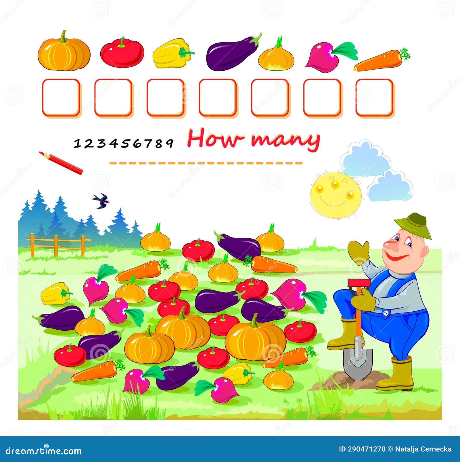 Math Education for Children. Can You Help the Farmer Count How Many ...