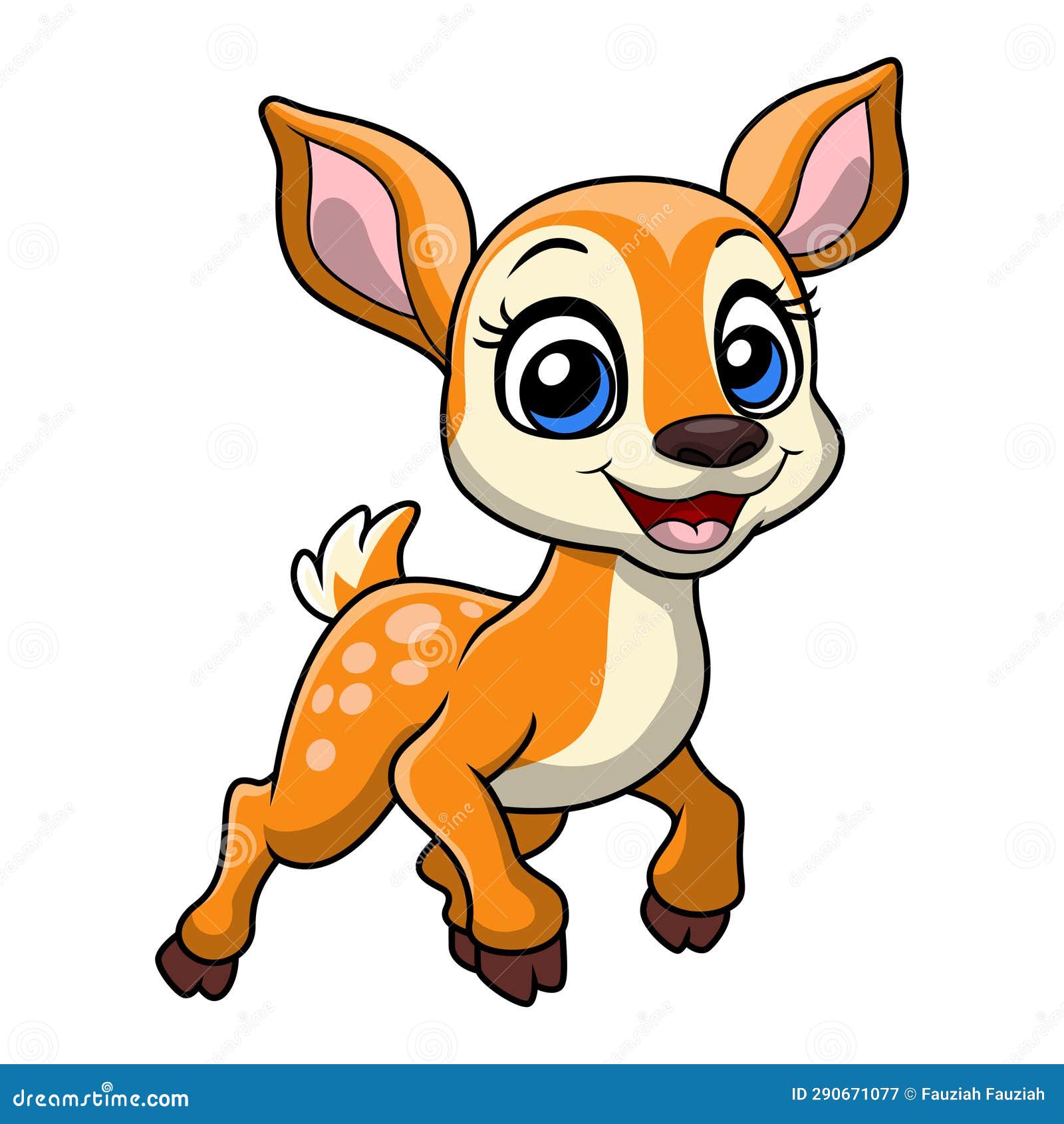 Cute Little Deer Cartoon on White Background Stock Vector ...