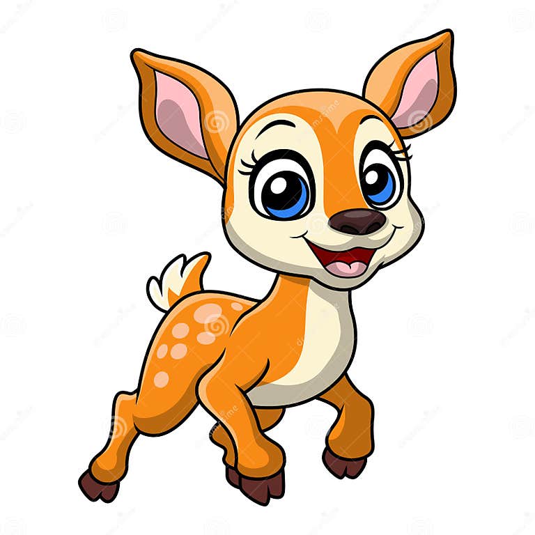 Cute Little Deer Cartoon on White Background Stock Vector ...