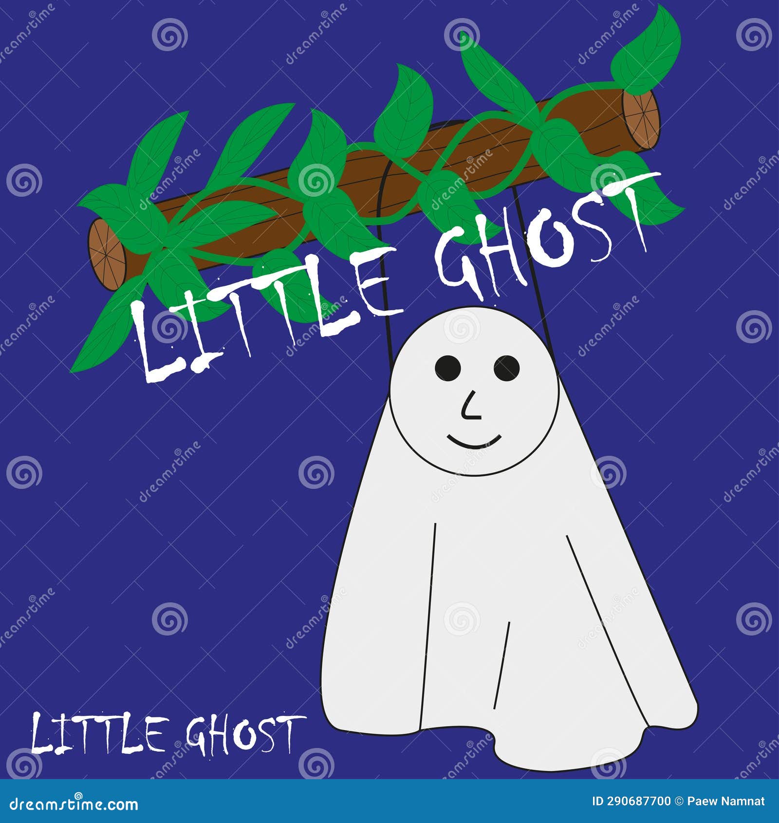 A Little Ghost with a Head Hanging. Stock Illustration - Illustration ...