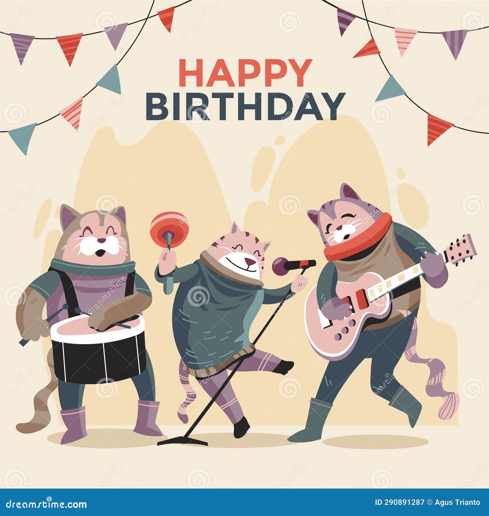 Cute Whimsical Music Forest Animal Birthday Party Stock Vector ...