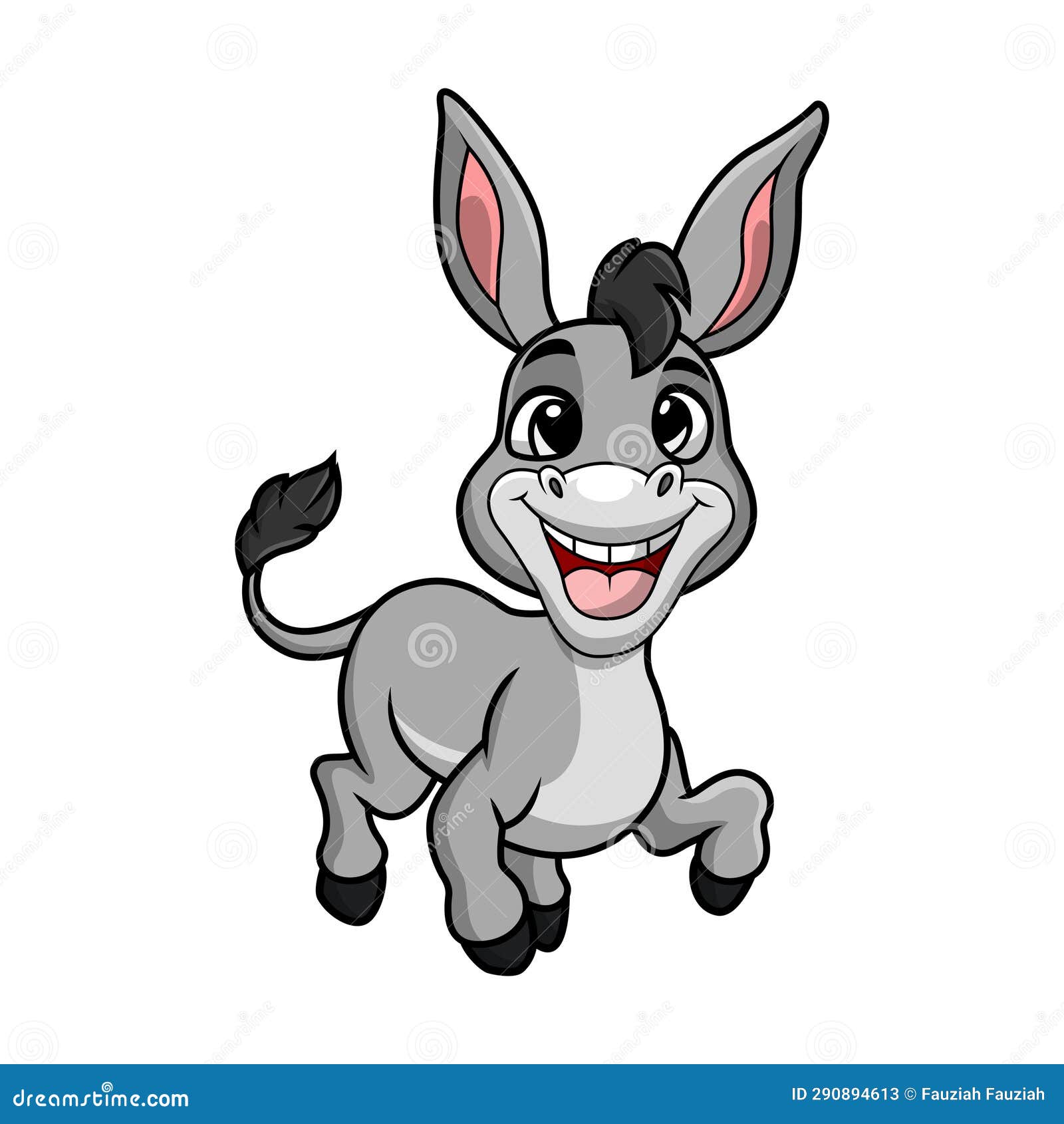 Cute Donkey Cartoon on White Background Stock Vector - Illustration of ...