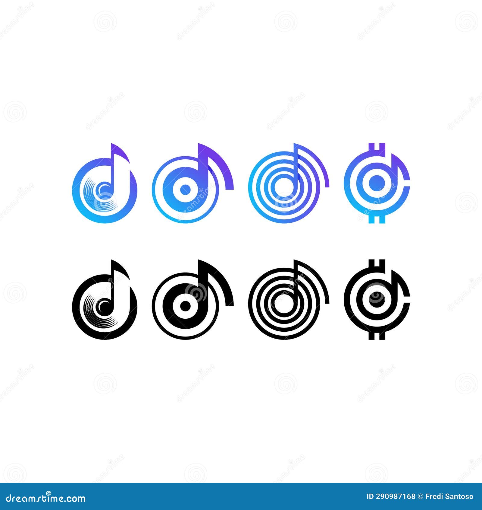 A Set of Logos with a Music Theme. Stock Vector - Illustration of logo ...