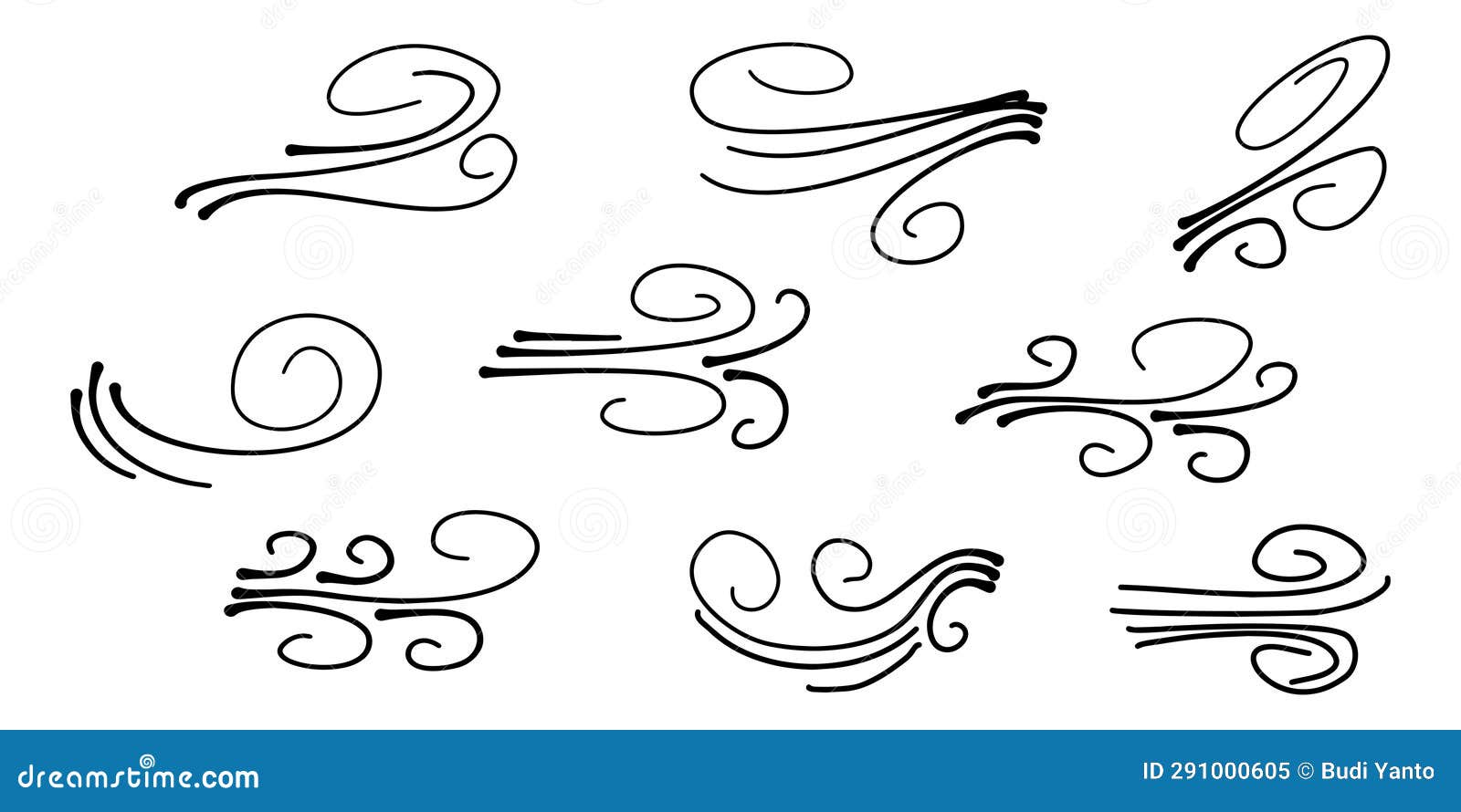 PrintDoodle Wind Blow, Gust Design Isolated on White Background Stock ...