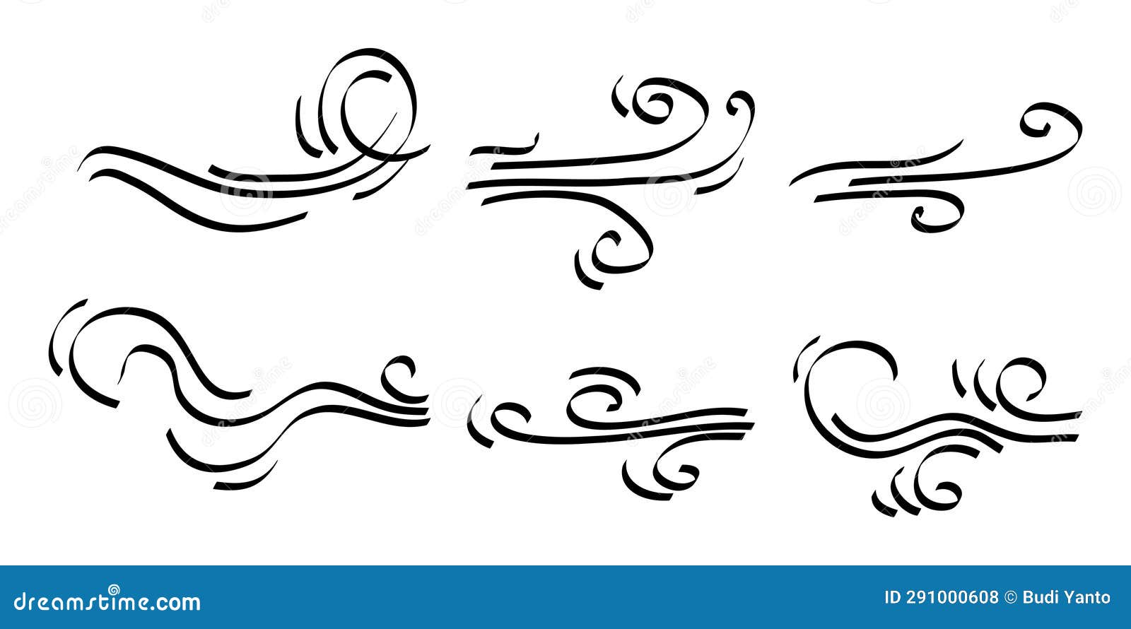 Doodle Wind Lines. Air Sketch. Cartoon Hand Drawn Windmill. Vector Wave ...