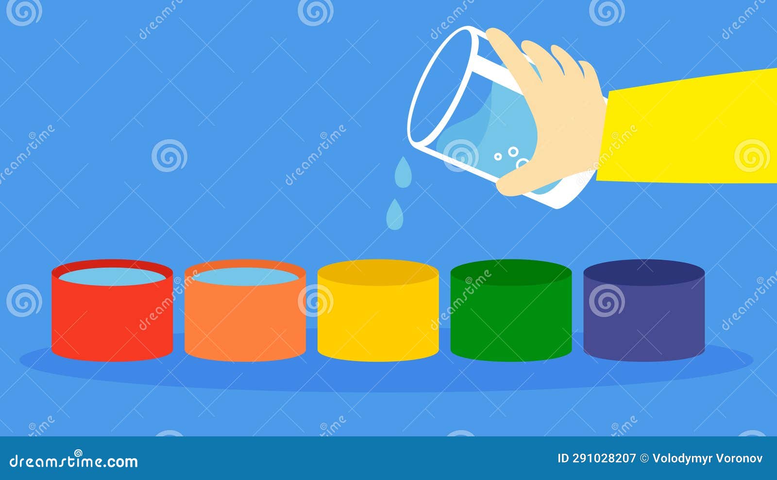 Hand Pouring Water from a Watering Can into a Bucket. Stock Vector ...