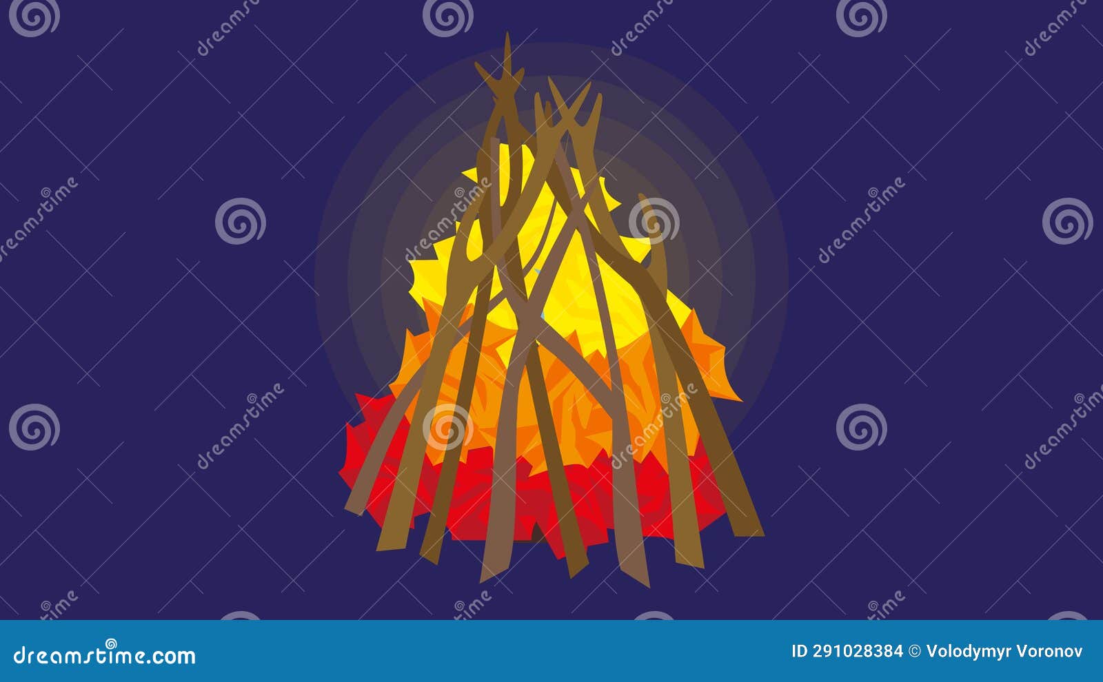 Illustration of a Bonfire in the Night. Stock Vector - Illustration of ...