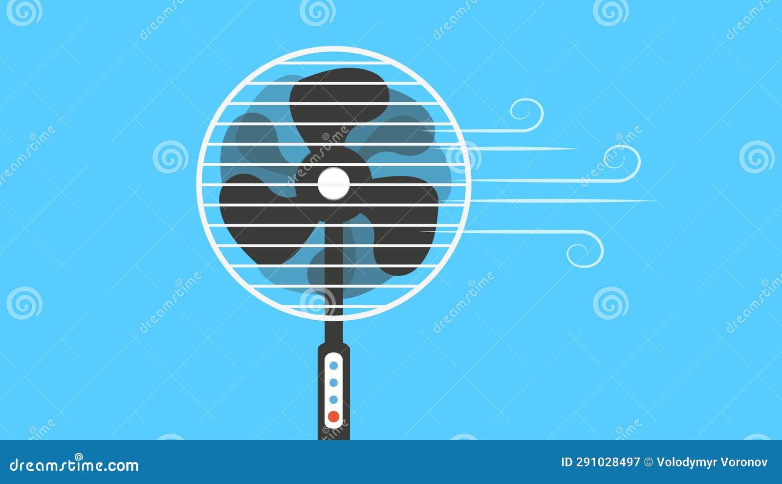 A Fan on a Blue Background, Flat Design. Stock Vector - Illustration of ...