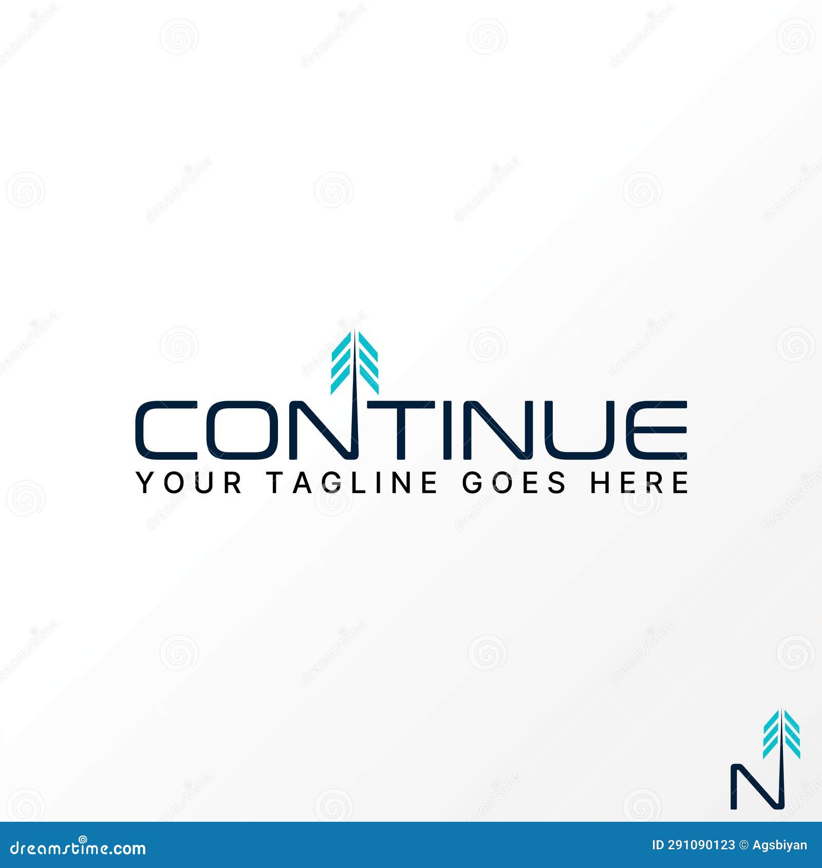 Letter Word CONTINUE or N Font with Simple Plant. Related To Typography ...