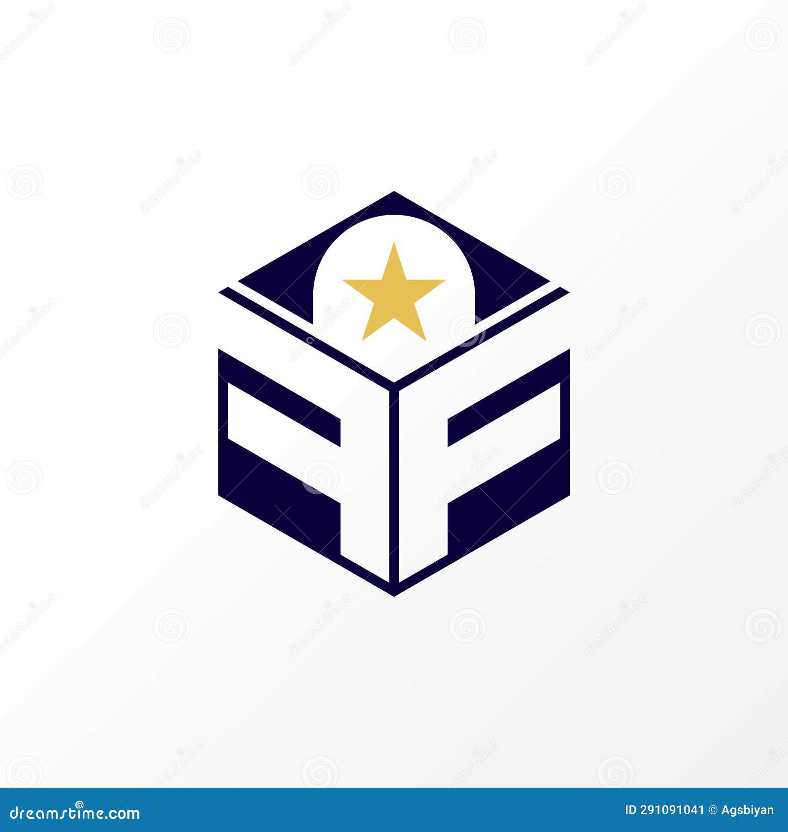 Letter Initial FF Font Flip on 3D Hexagon. Related Monogram Typography ...