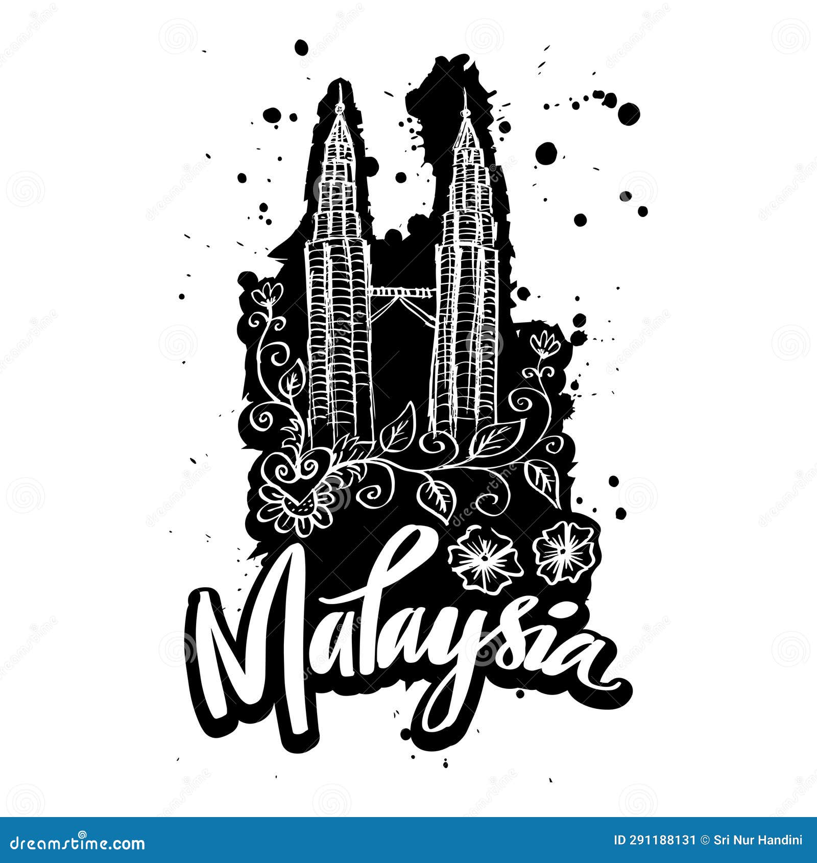 Malaysia Hand Drawn Lettering Design. Stock Illustration - Illustration ...