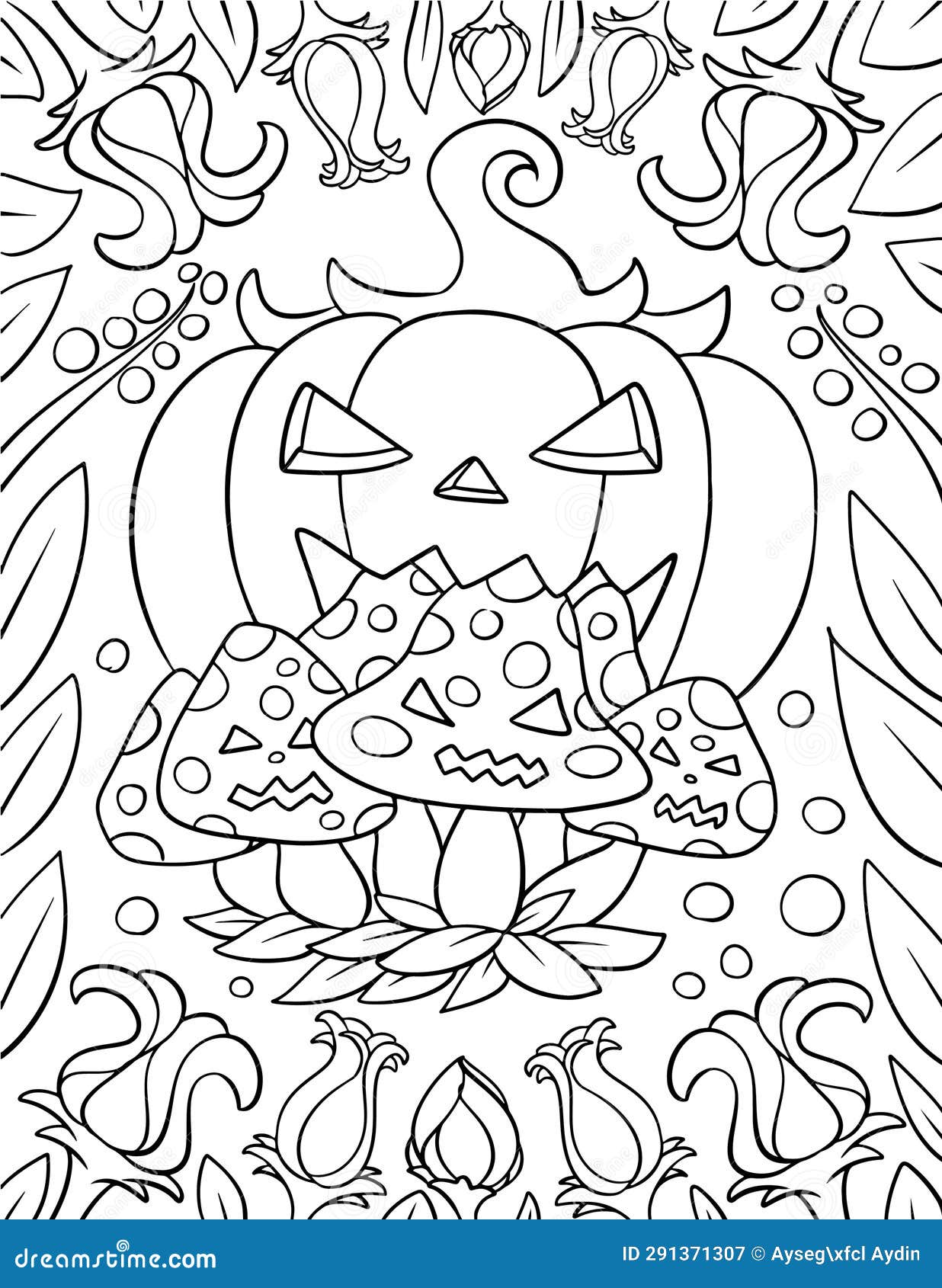 Halloween Coloring Page, Adult Coloring Page, Halloween Activity Stock ...