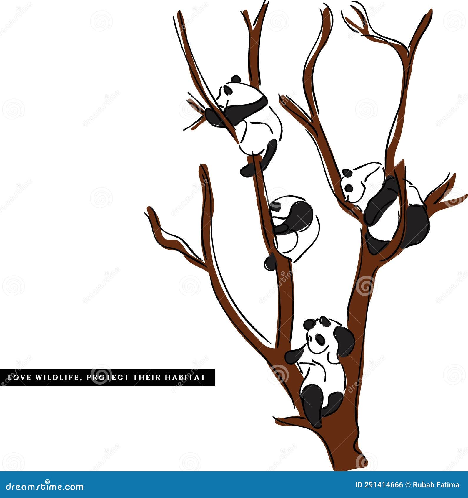 CONSERVE and PROTECT WILD LIFE Stock Vector - Illustration of panda ...