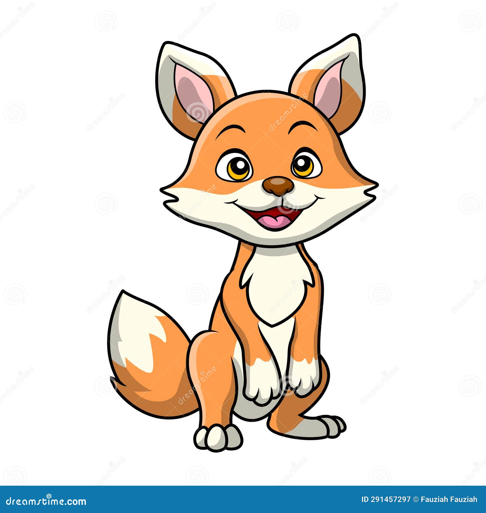 Cute Fox Cartoon on White Background Stock Illustration - Illustration ...