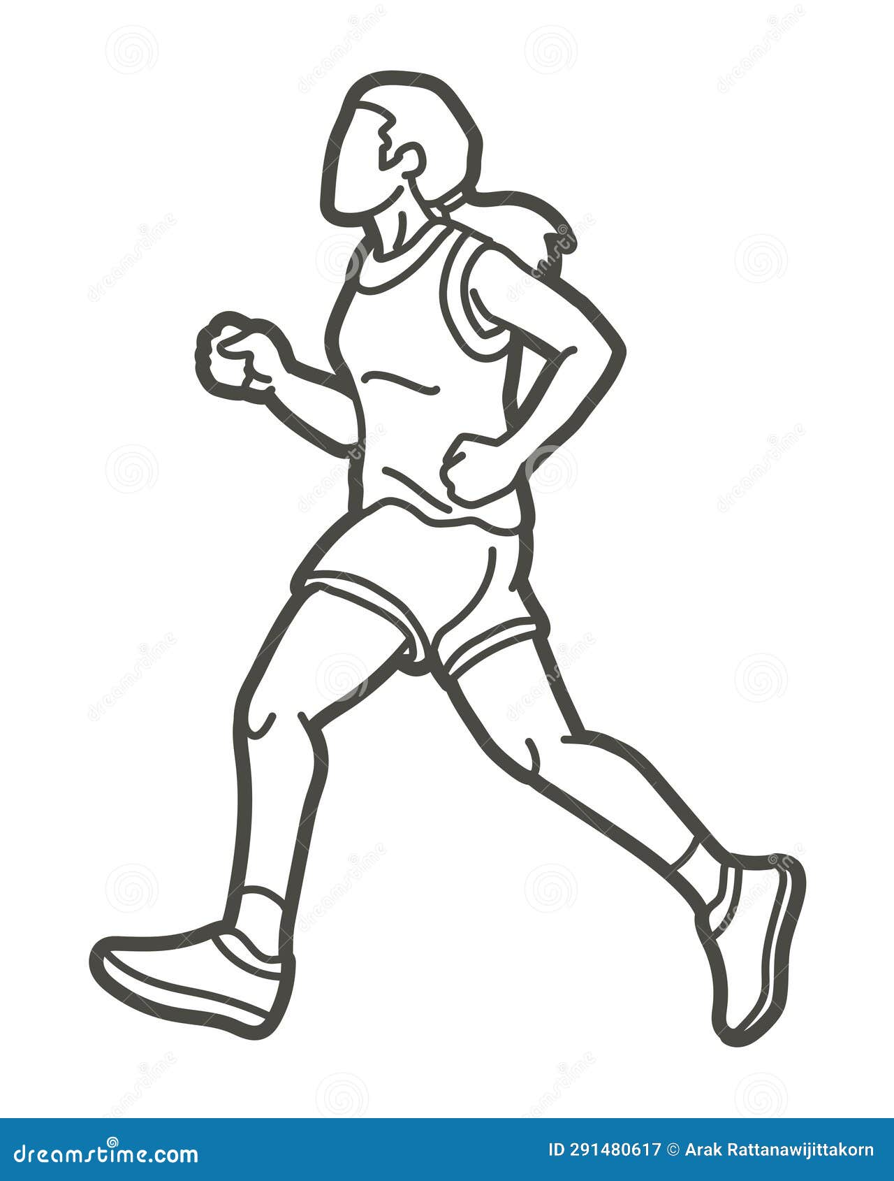 A Female Running Marathon Runner Cartoon Woman Run Sport Graphic Stock ...