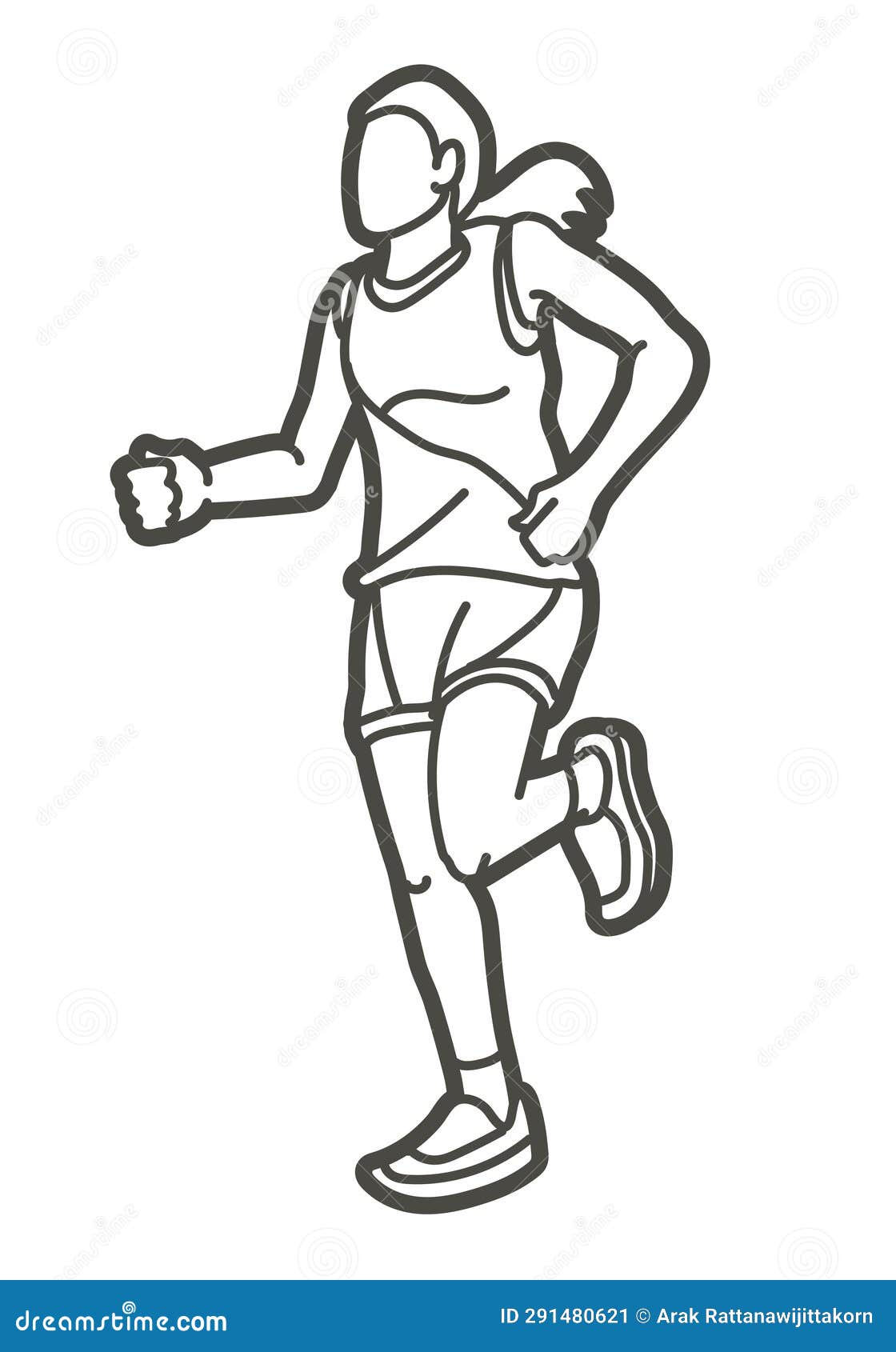 A Female Running Marathon Runner Cartoon Woman Run Sport Graphic Stock ...