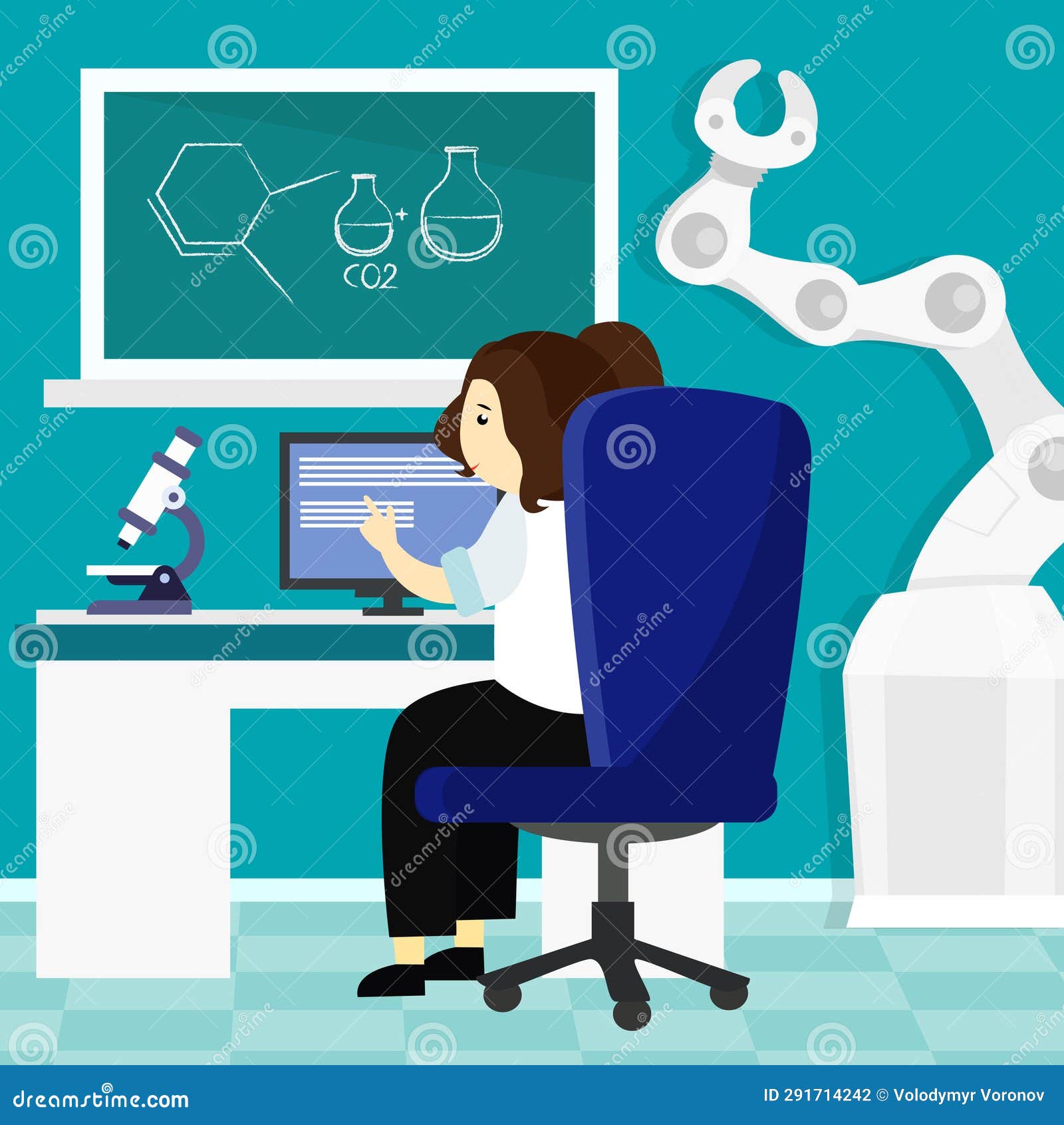 Scientist Working at the Laboratory. Vector Illustration Stock Vector ...