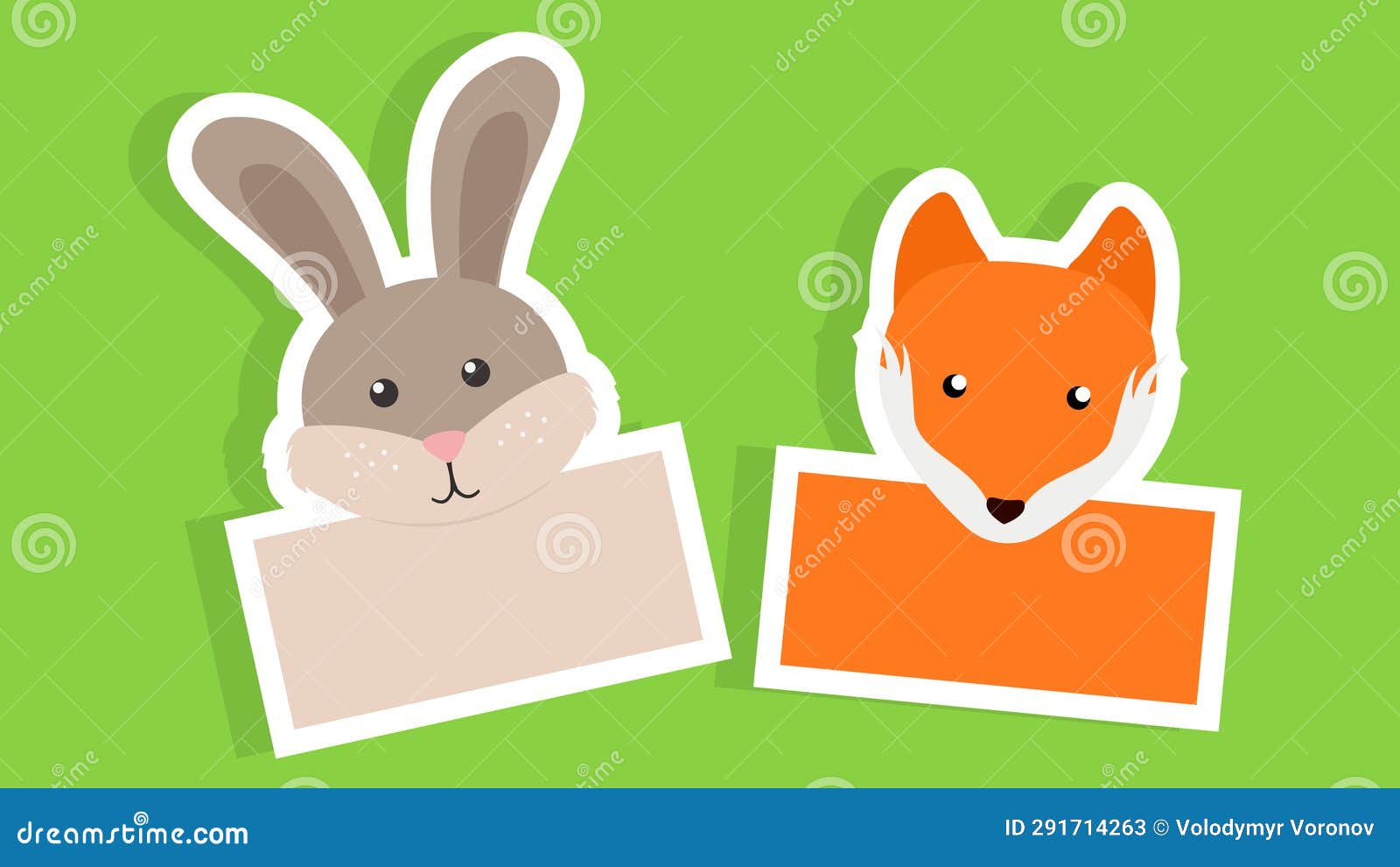 Rabbit and Fox Stickers. Vector Illustration Stock Vector ...