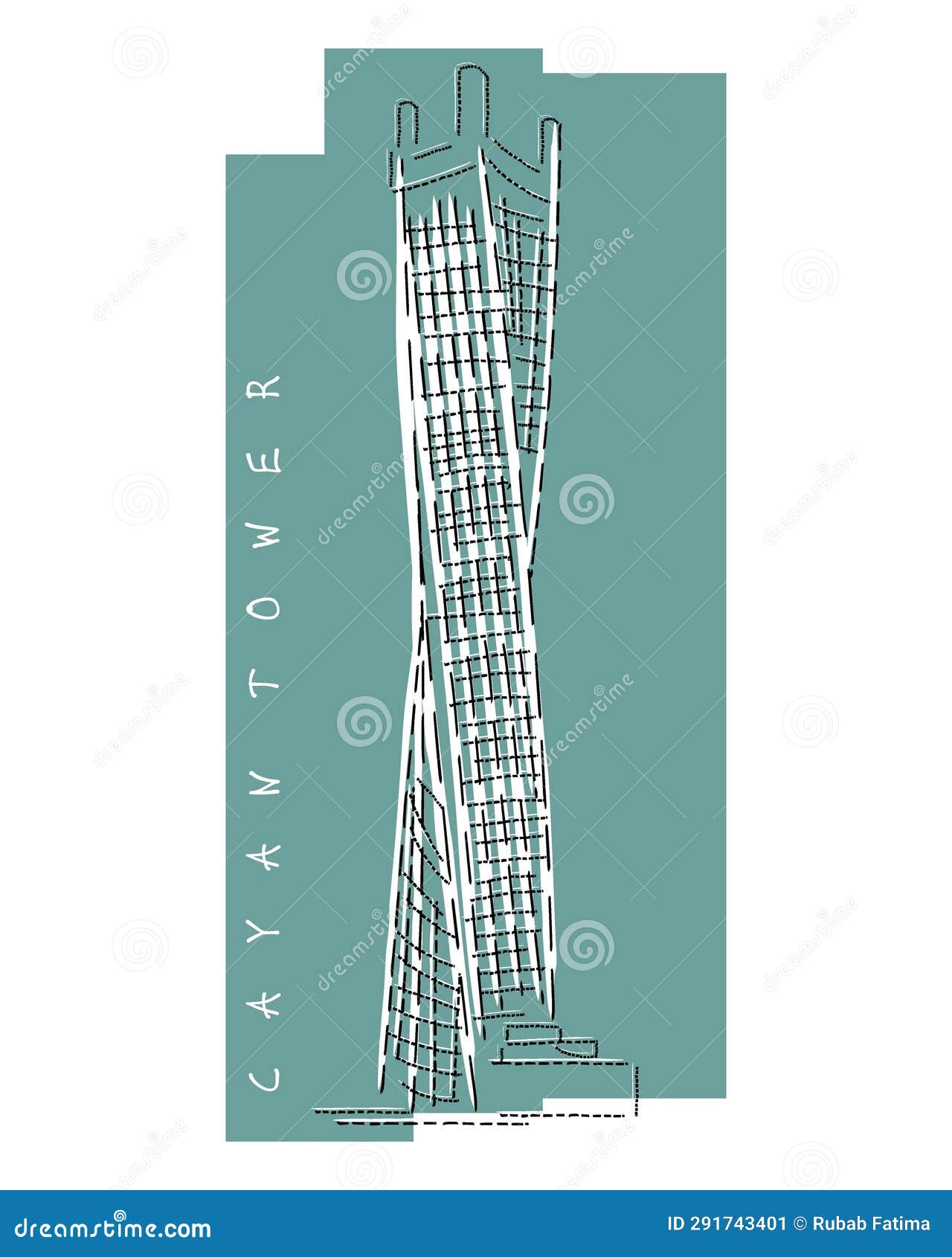 Cayan Twisted Tower Light Blue Icon Vector Illustration | CartoonDealer ...