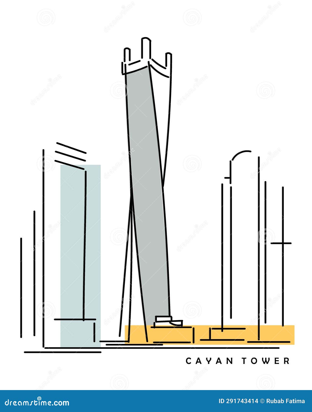Cayan Twisted Tower Light Blue Icon Vector Illustration | CartoonDealer ...