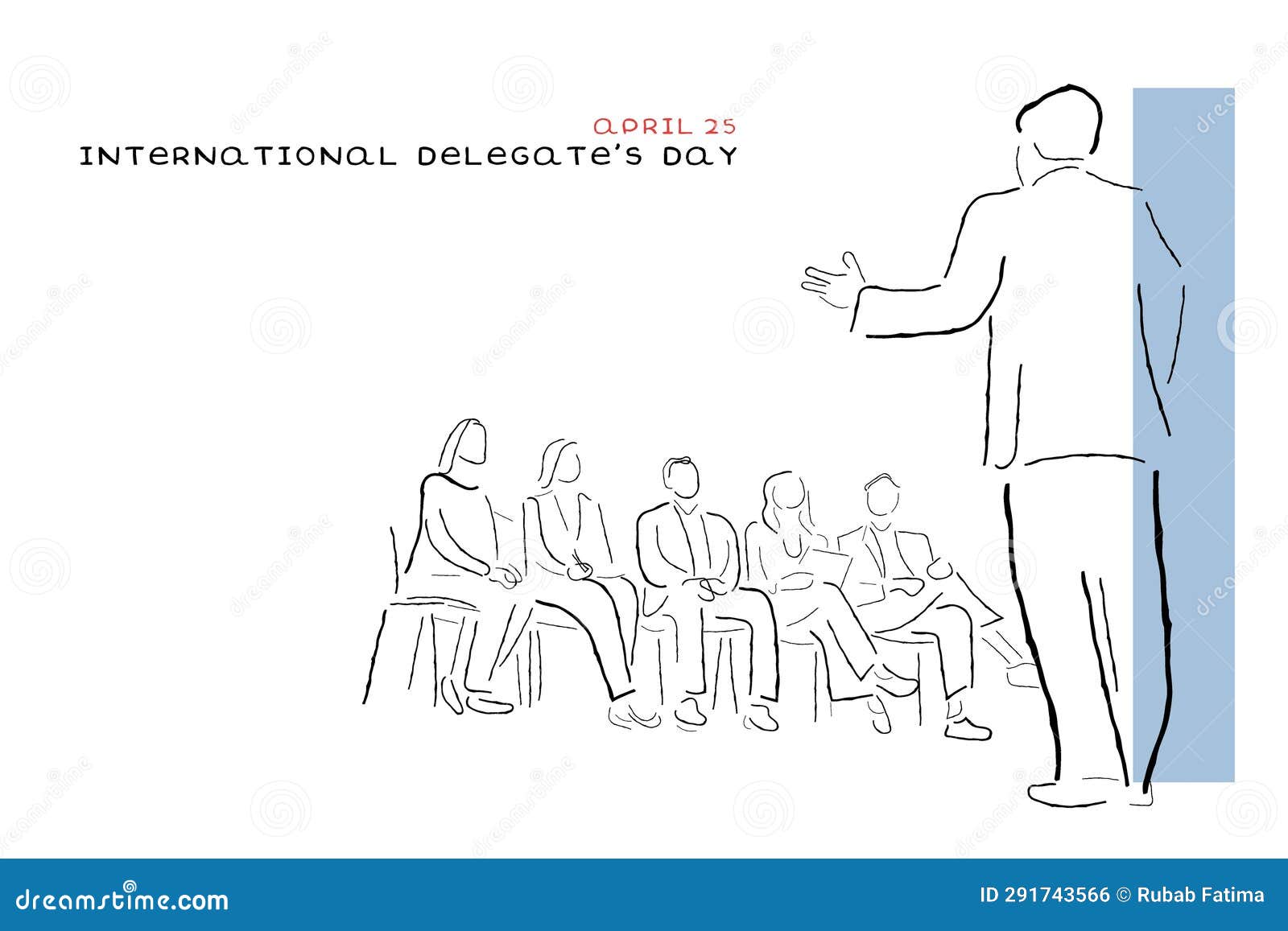 International Delegates Day Holiday Card. Poster With Earth Map, Blue ...