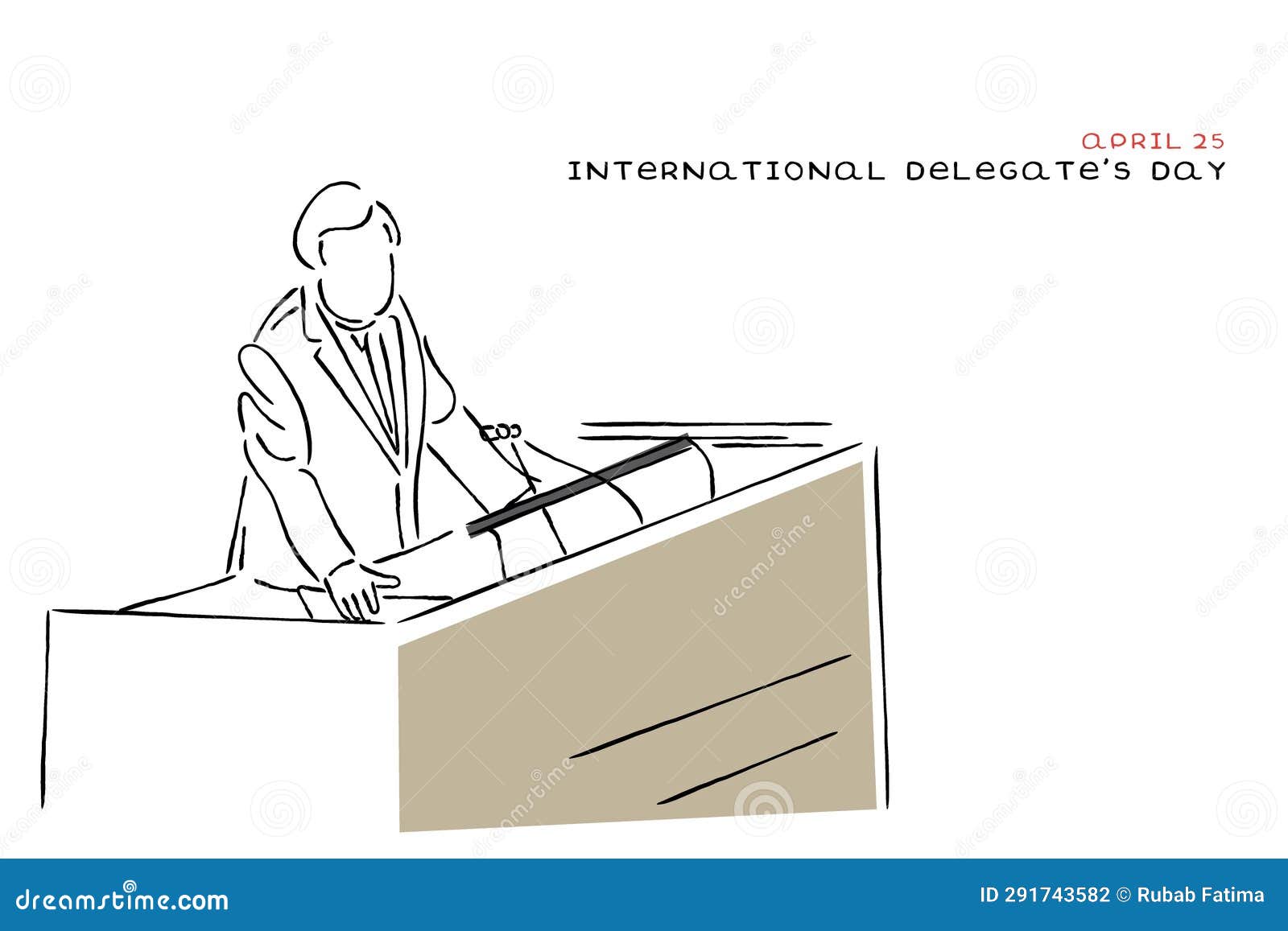 International Delegates Day Holiday Card. Poster With Earth Map, Blue ...