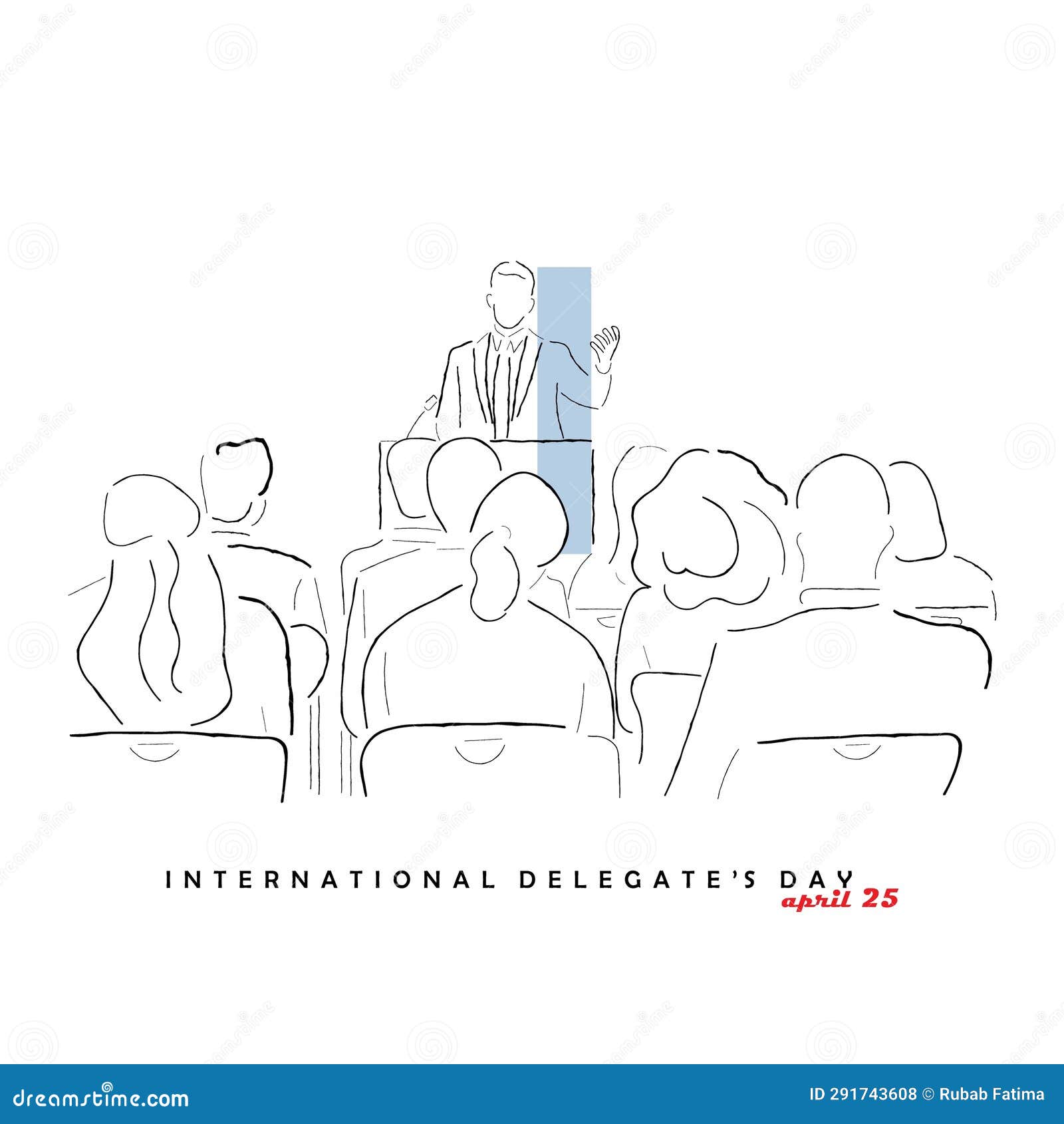 International Delegates Day Holiday Card. Poster With Earth Map, Blue ...