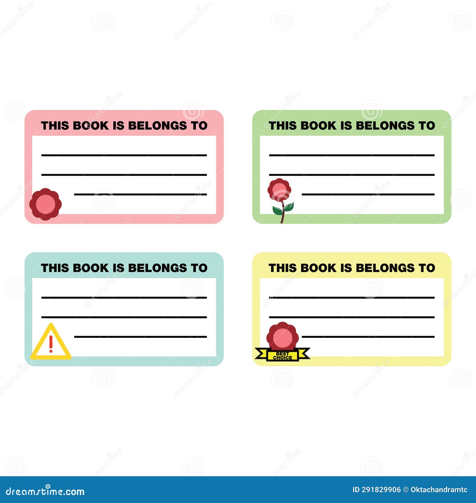 Set of Vector Templates for Name Labels. Name Stickers for Books As a ...
