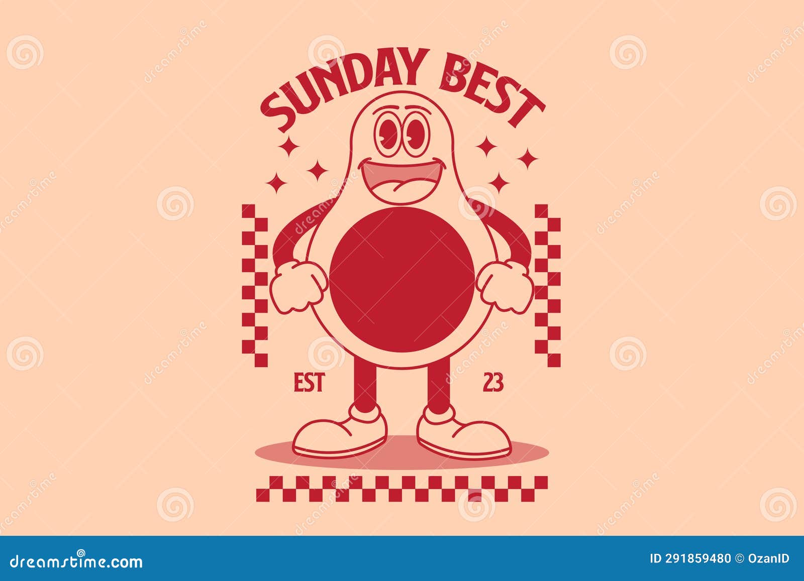 Cute Mascot Character Retro Cartoon Design, Vector Illustration Stock ...