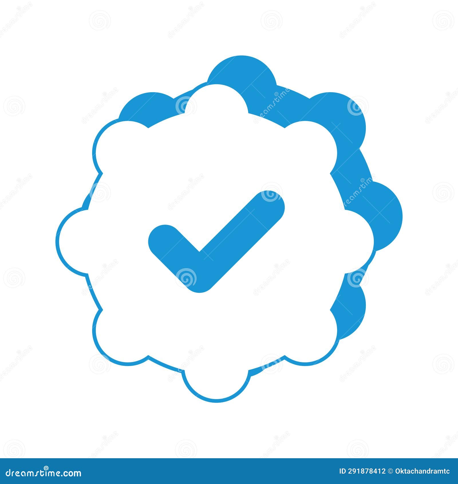 Flat Line Uncolored Check Mark Icon Over White Background. Verified ...