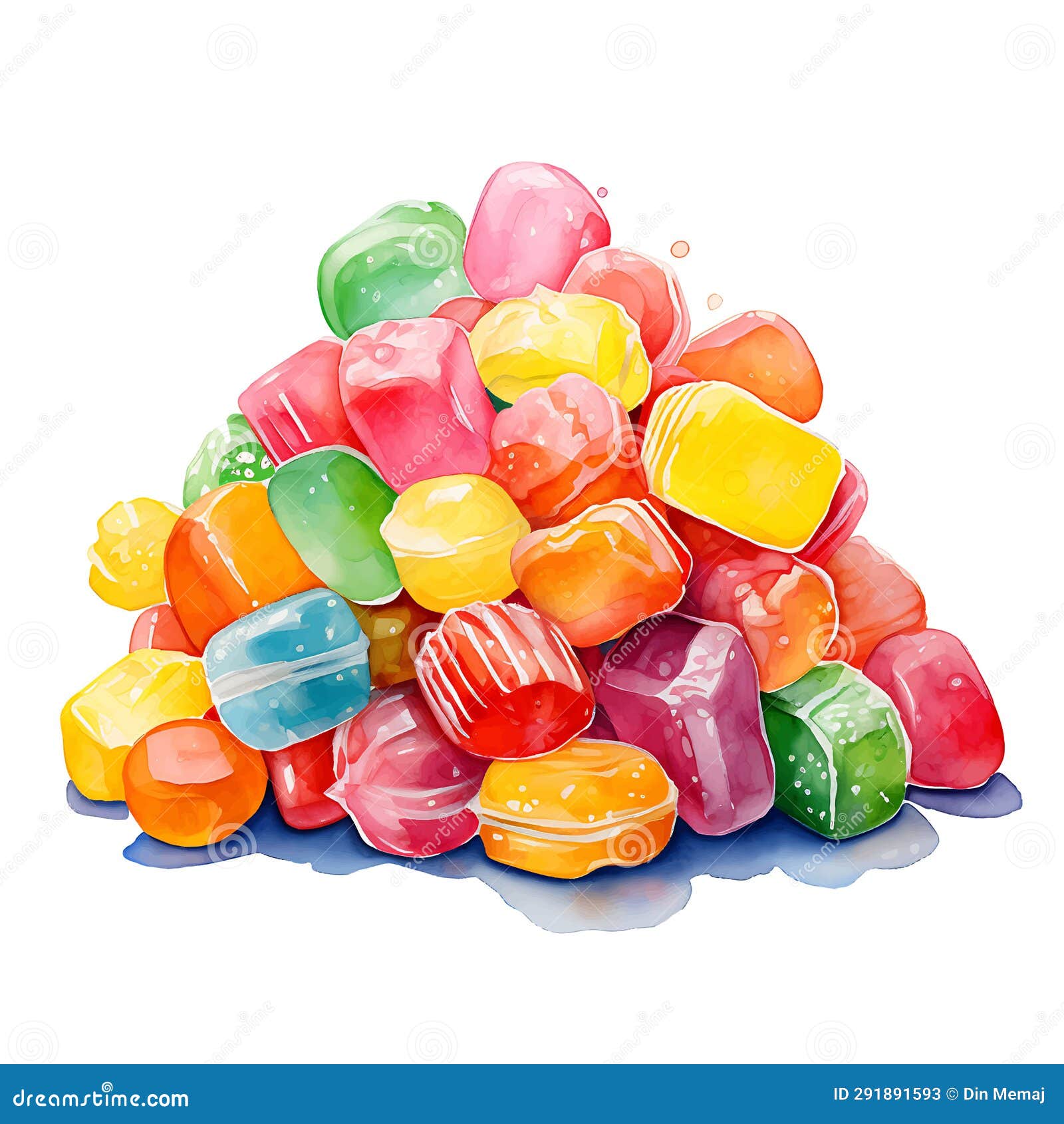Candy Pile Watercolor Illustration Stock Image - Image of colorful ...