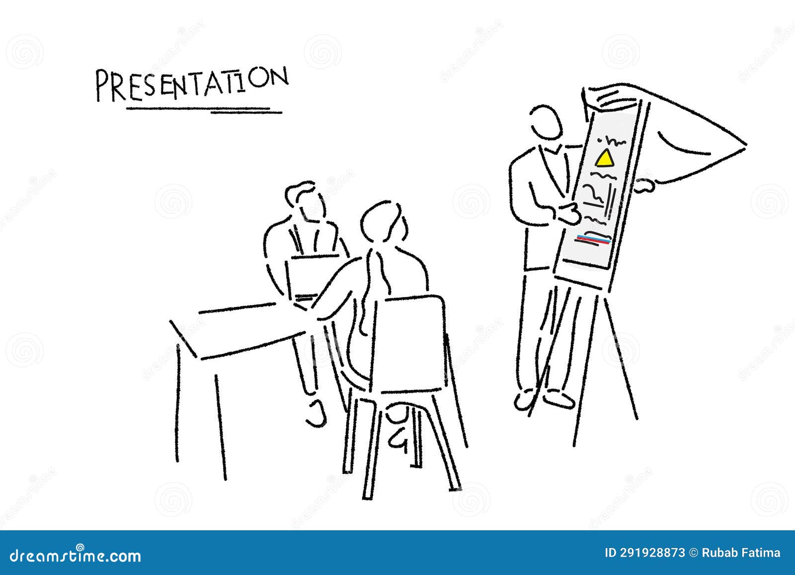 Man giving presentation. stock vector. Illustration of drawing - 291928873