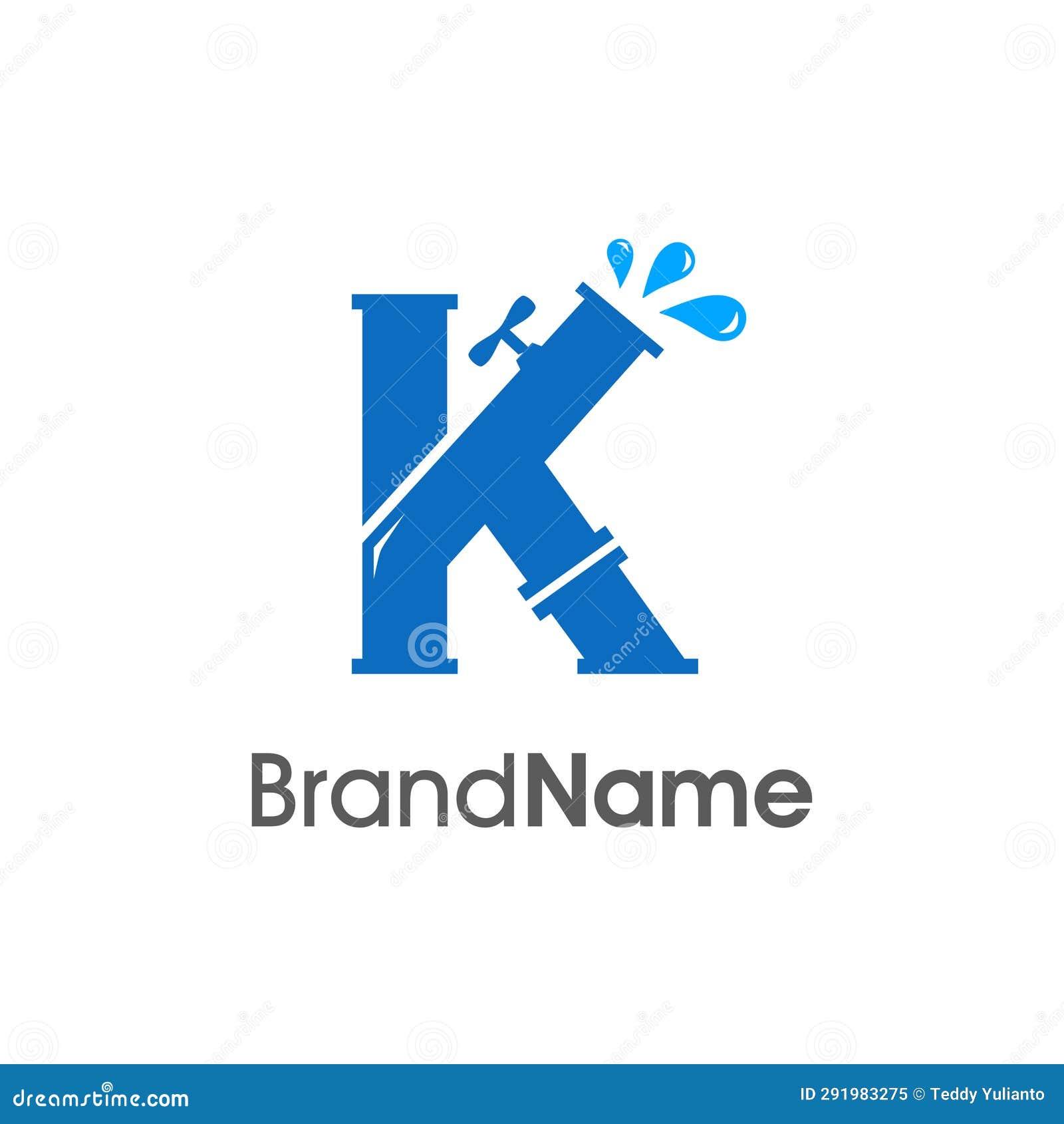 Modern Initial K Pipe and Water Logo Stock Vector - Illustration of ...