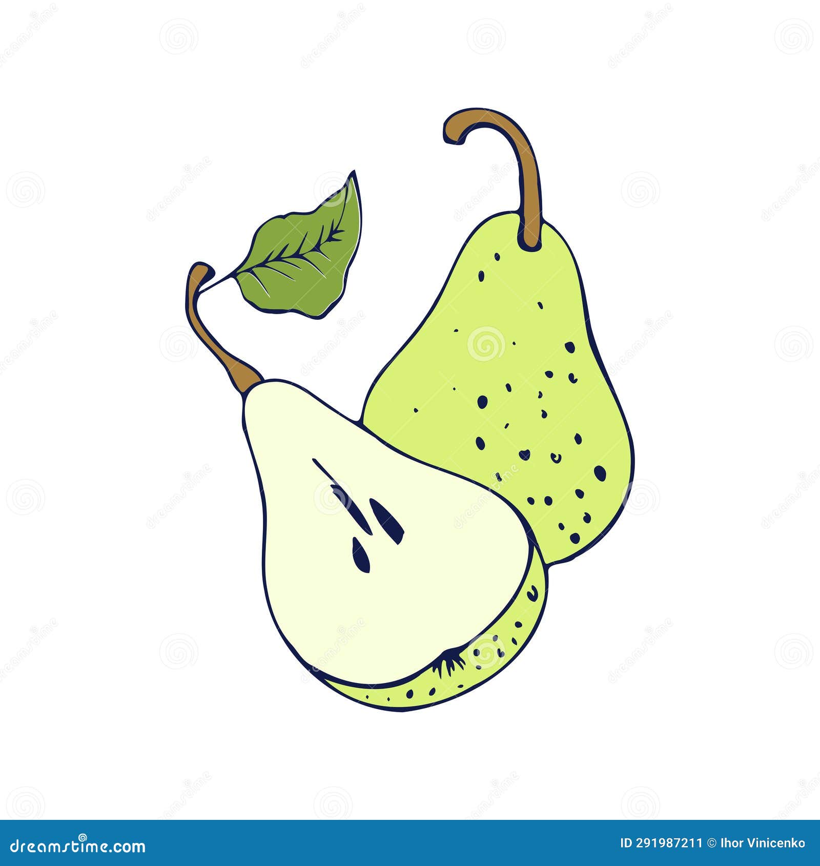 Drawing of a Pear. Line Art Stock Vector - Illustration of drawing ...