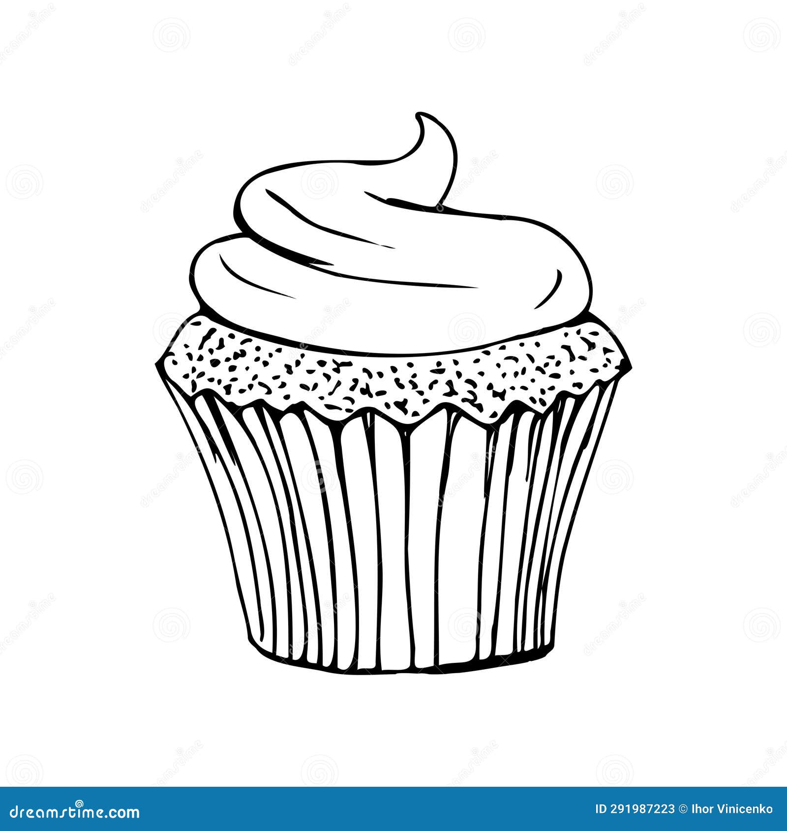Cupcake drawing. Line art stock vector. Illustration of design - 291987223