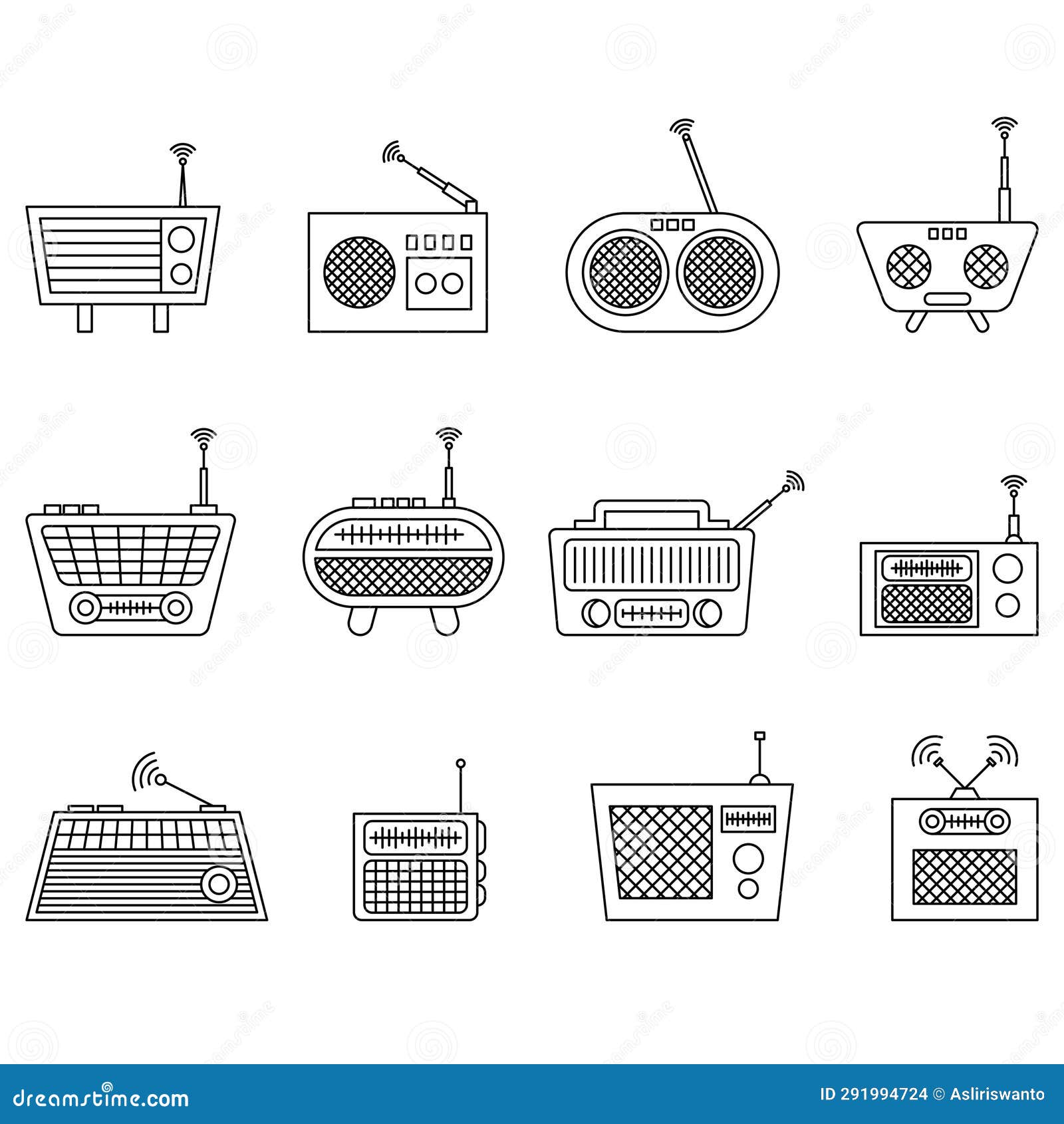 Collection of Minimal Radio Icon. Line, Simple, and Sketch Style Stock ...
