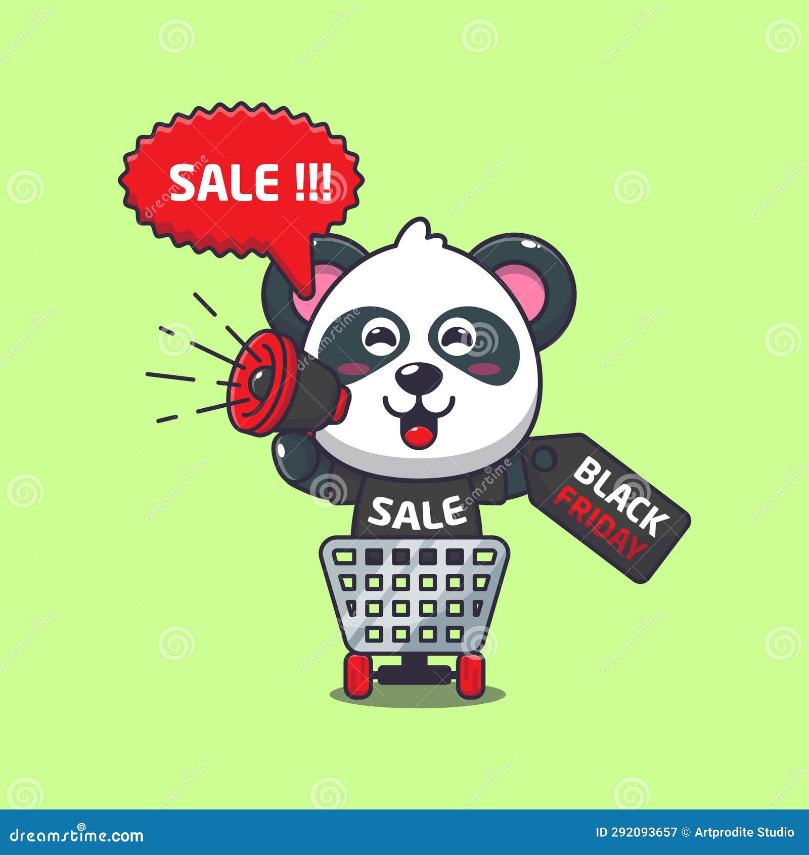 Cute Panda in Shopping Cart is Promoting Black Friday Sale with ...